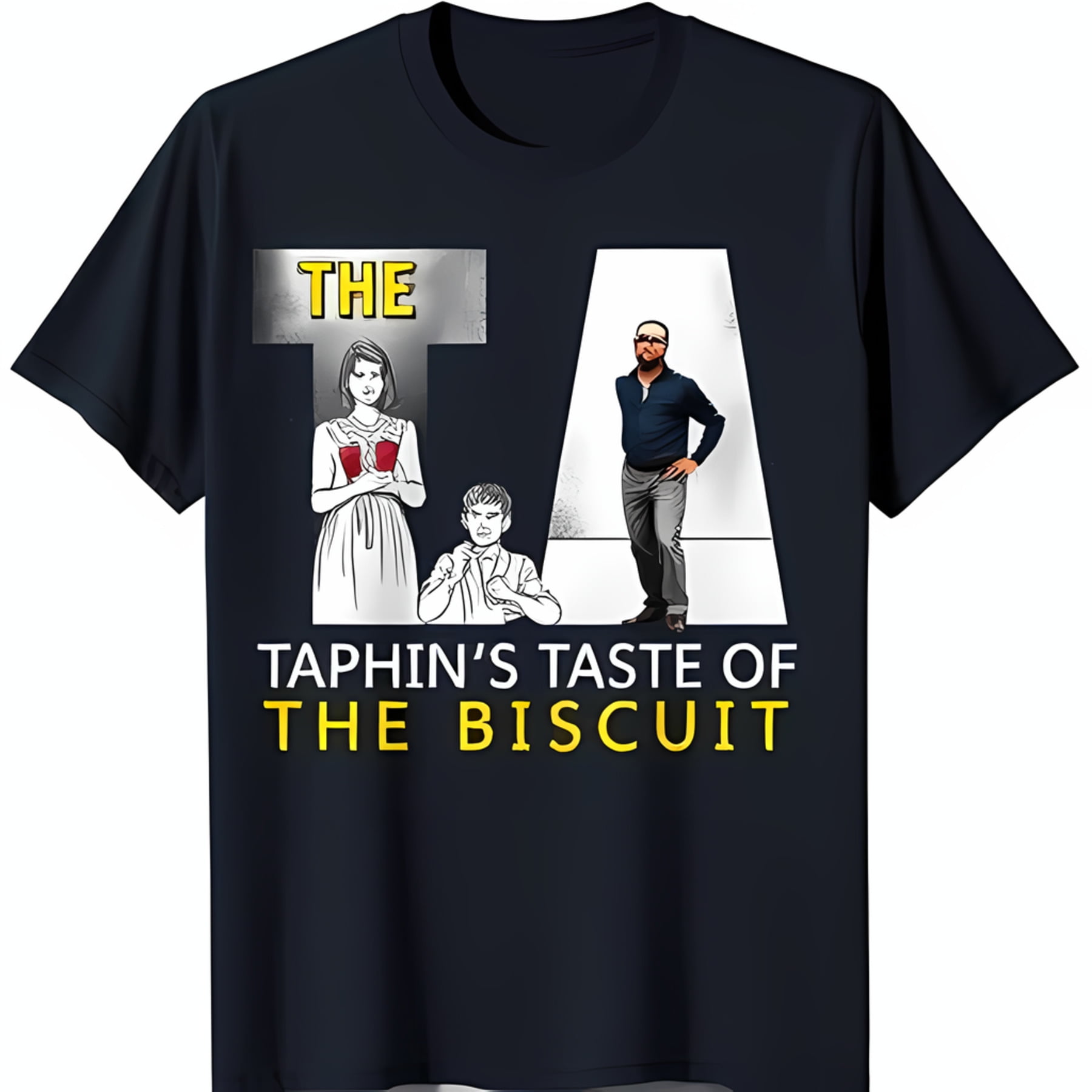 Stylish Black T-Shirt with Bold White & Yellow 'TA' Graphic Unique ...