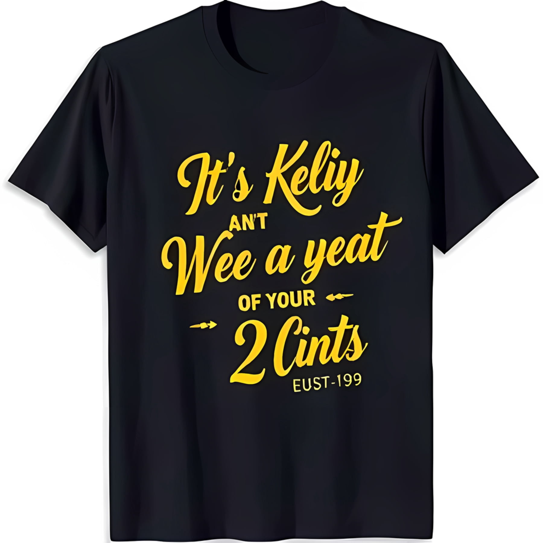 Stylish Black T-Shirt with Bold Yellow Graphic: 'It's Aint Wee a Yeat ...
