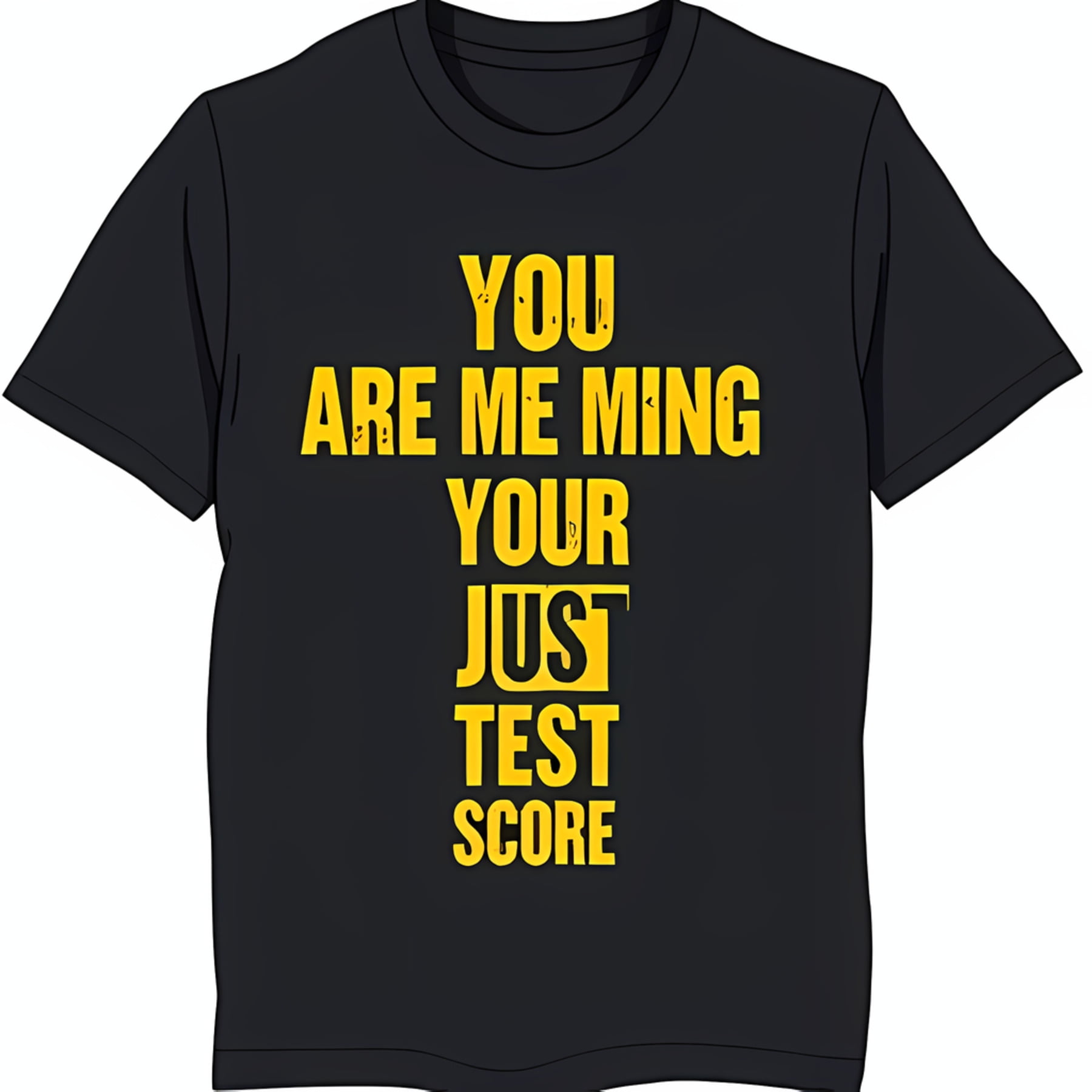 Stylish Black T-Shirt with Bold Yellow Graphic: 'YOU ARE ME YOUR JUST ...
