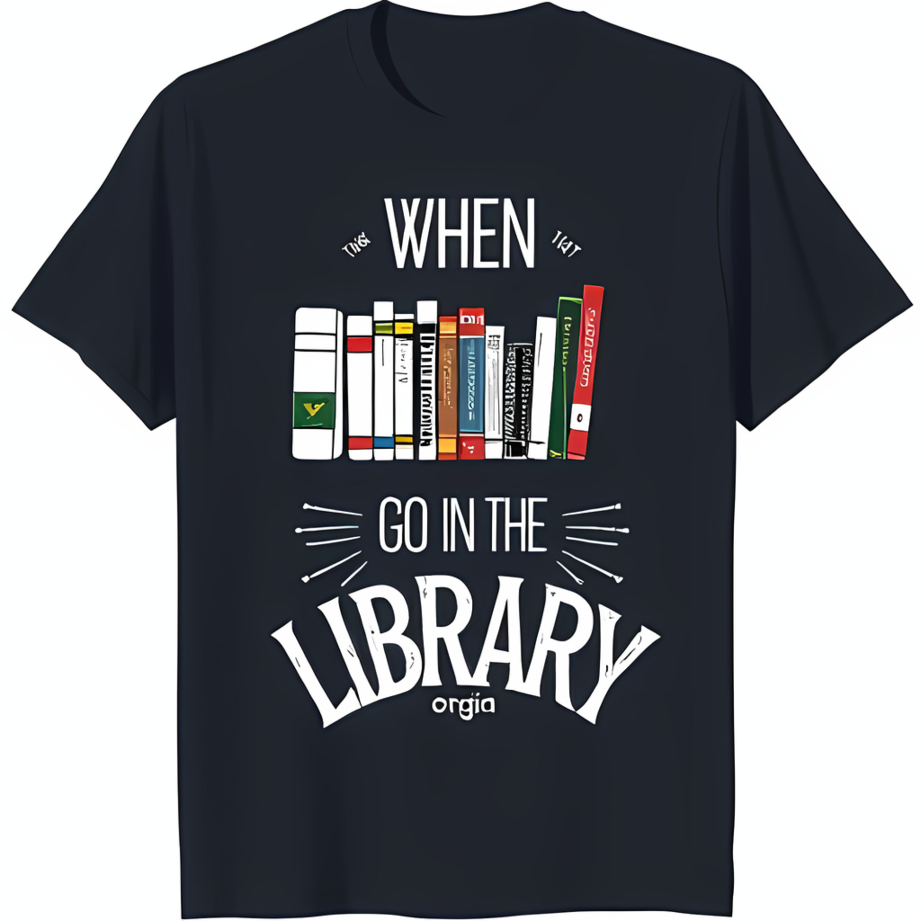 Stylish Black T-Shirt with Colorful Book Graphic & 'This When That Go ...