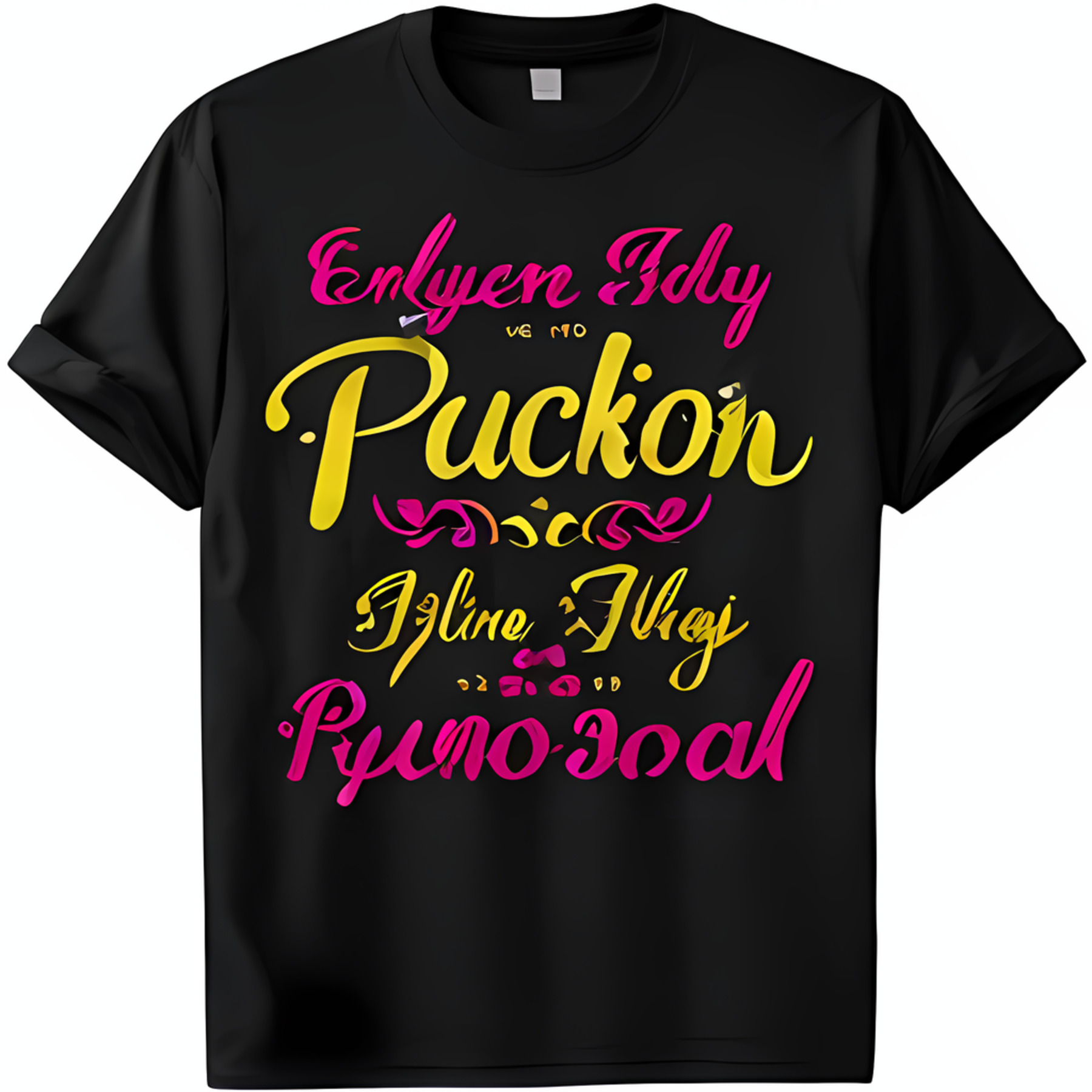 Stylish Black T-Shirt with Colorful Chest Graphic Enlyen Jody Puckon ...