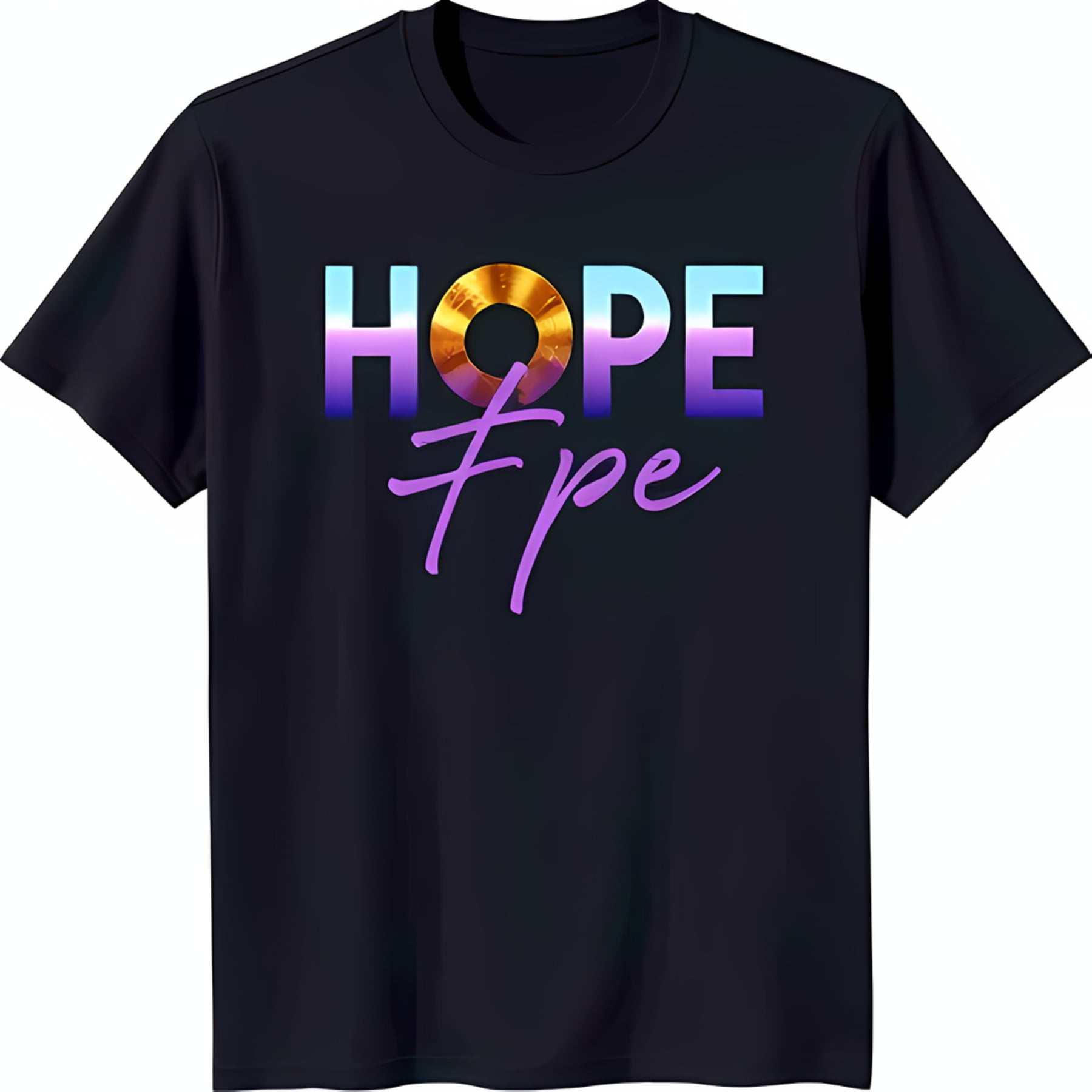 Stylish Black T-Shirt with Colorful 'HOPE' and Cursive 'Fpe' Graphic ...