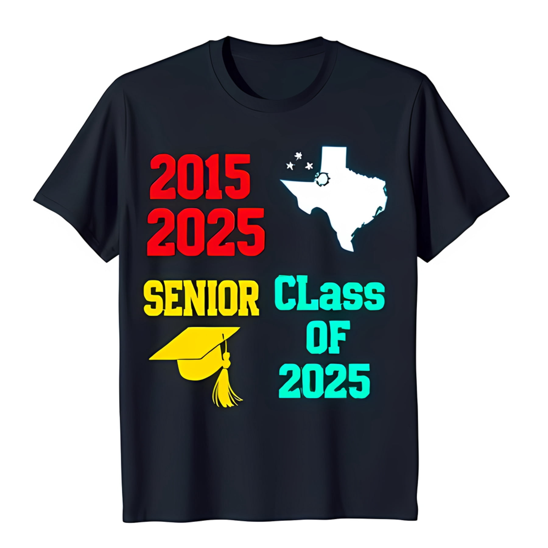 Stylish Black T-Shirt with Colorful 'Senior Class of 2025' Graphic ...