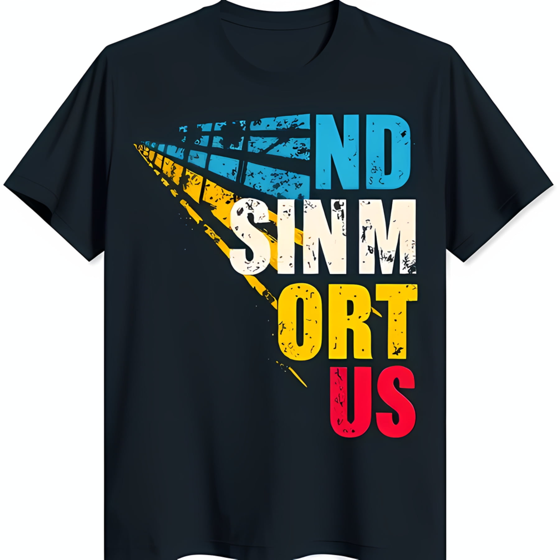 Stylish Black T-Shirt with Colorful 'Sin' Graphic Design Unique ...