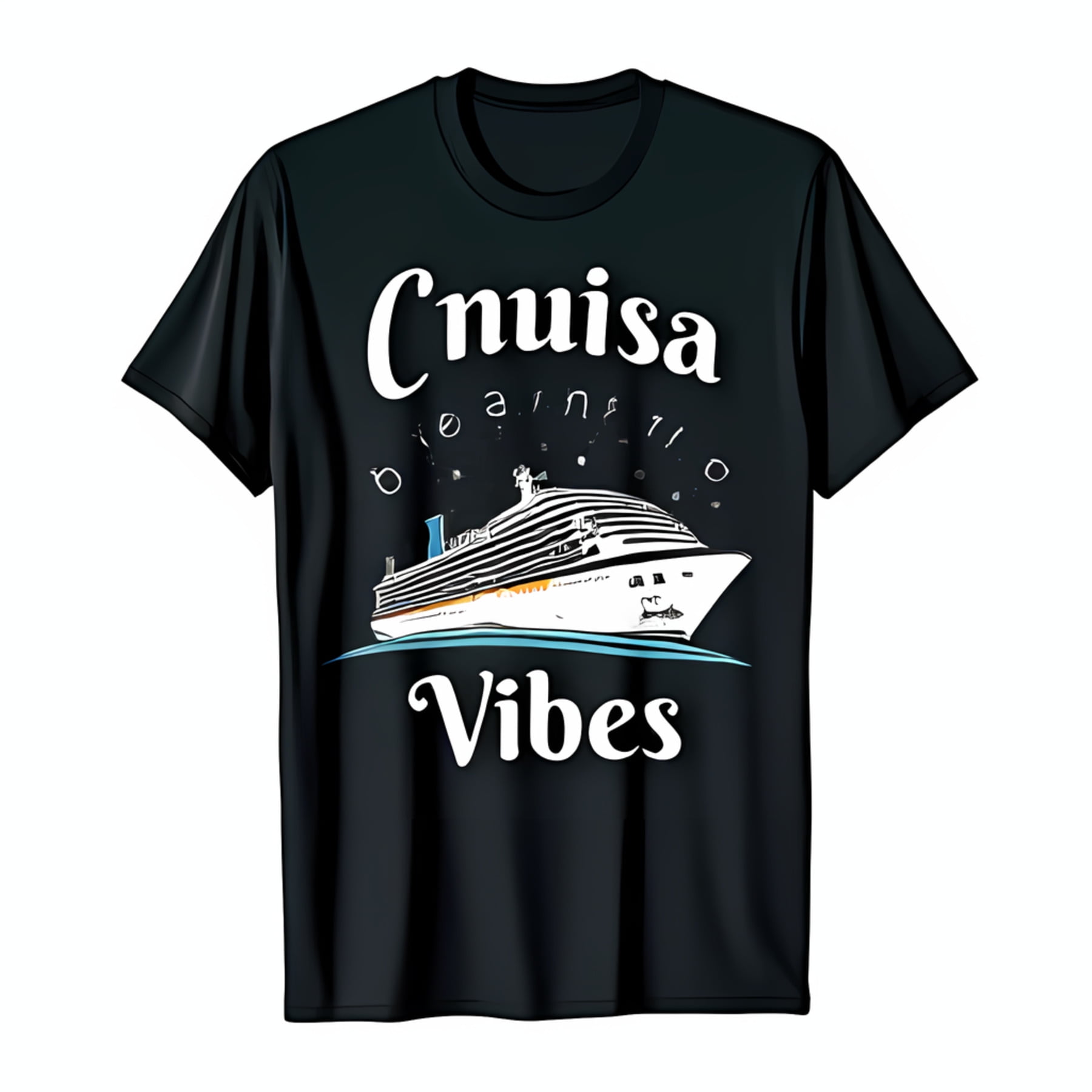 Stylish Black T-Shirt with 'Cruisa' Graphic Cruise Ship & Ocean Vibes ...