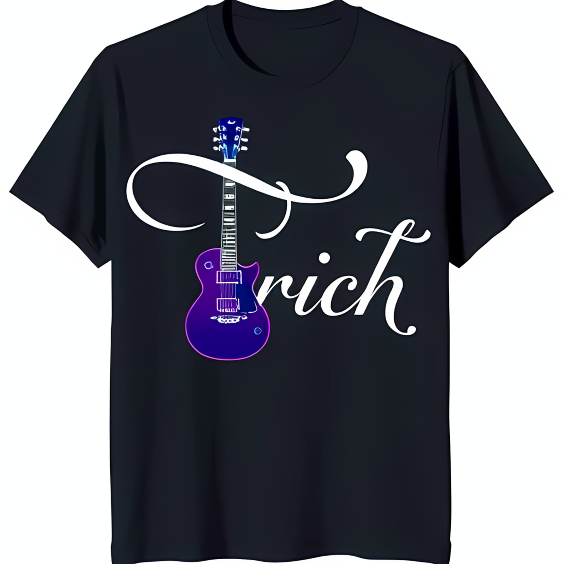 Stylish Black T-Shirt with Cursive 'Rich' Graphic & Design - Walmart.com