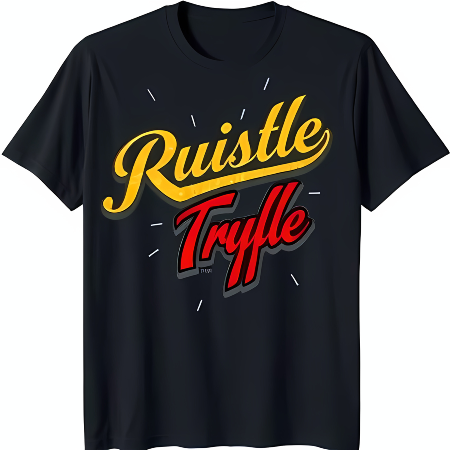 Stylish Black T-Shirt with Cursive 'Ruistle' & 'Tryfle' Graphic Design ...