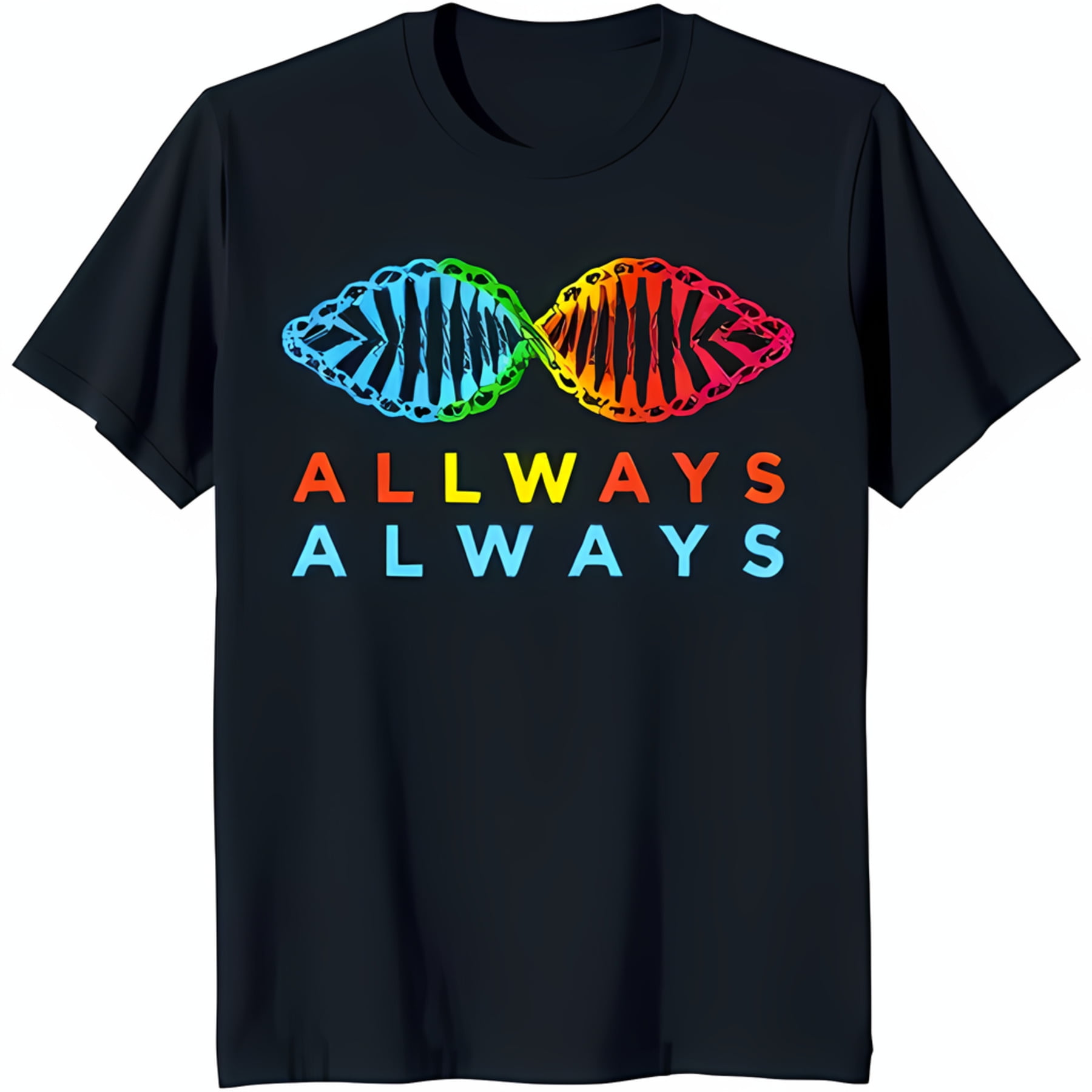 Stylish Black T-Shirt with DNA Symbol & ALWAYS ALWAYS Graphic - Walmart.com
