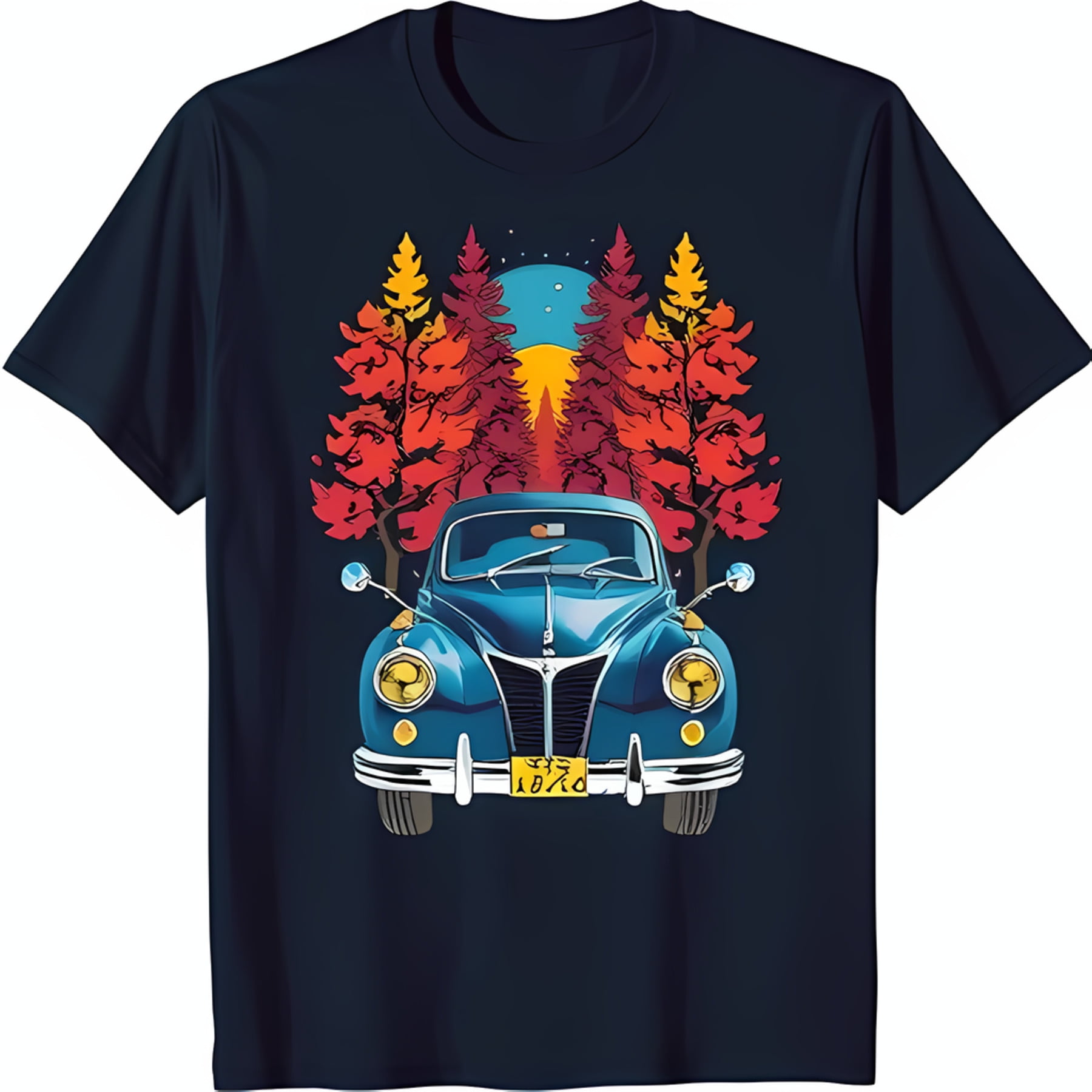 Stylish Black T-Shirt with Eye Catching Vintage Car Chest Graphic for ...