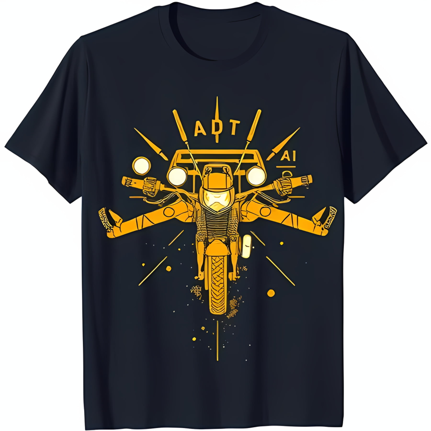 Stylish Black T-Shirt with Futuristic Motorcycle Graphic Action & Tech ...