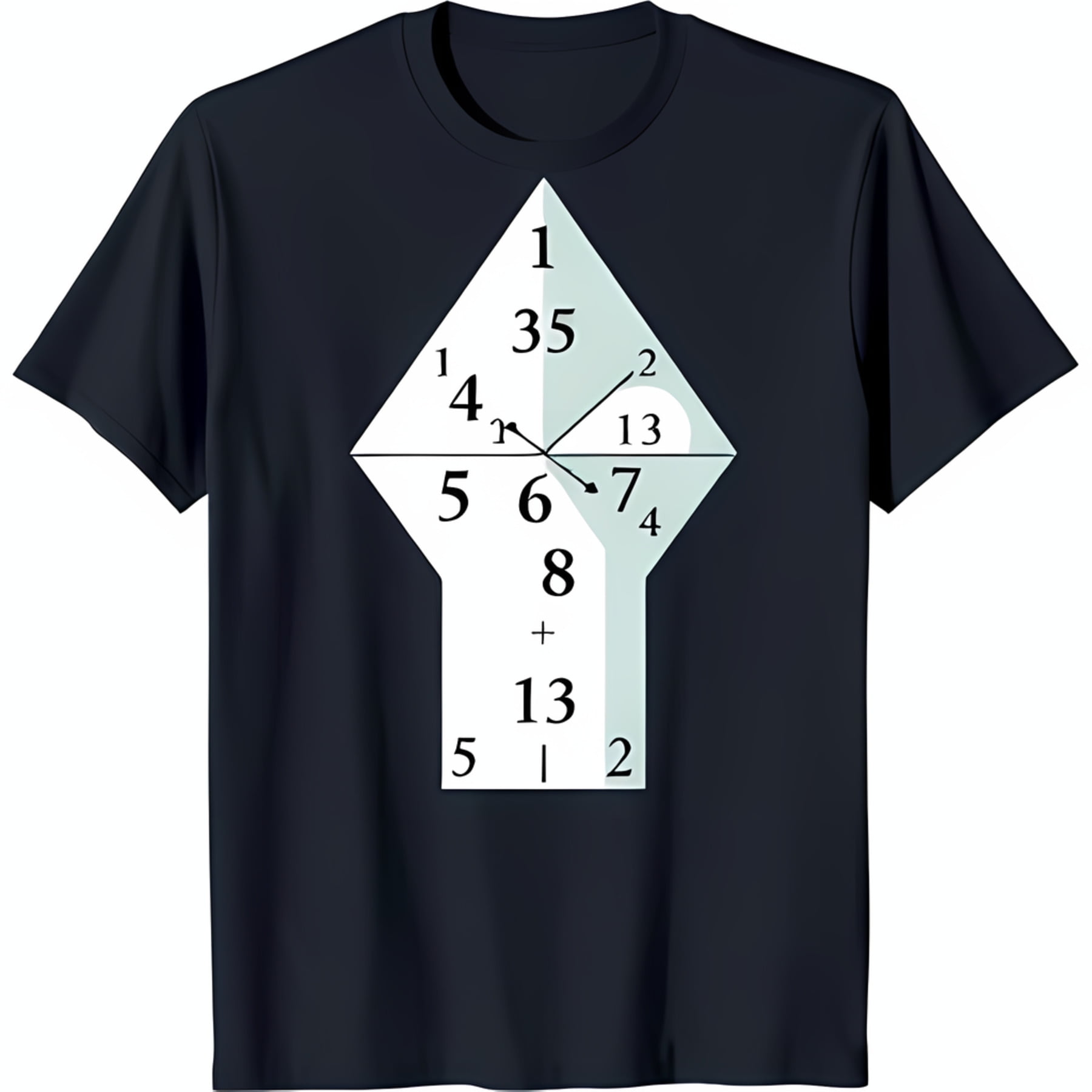 Stylish Black T-Shirt with Geometric White Graphic & Intriguing Numbers ...
