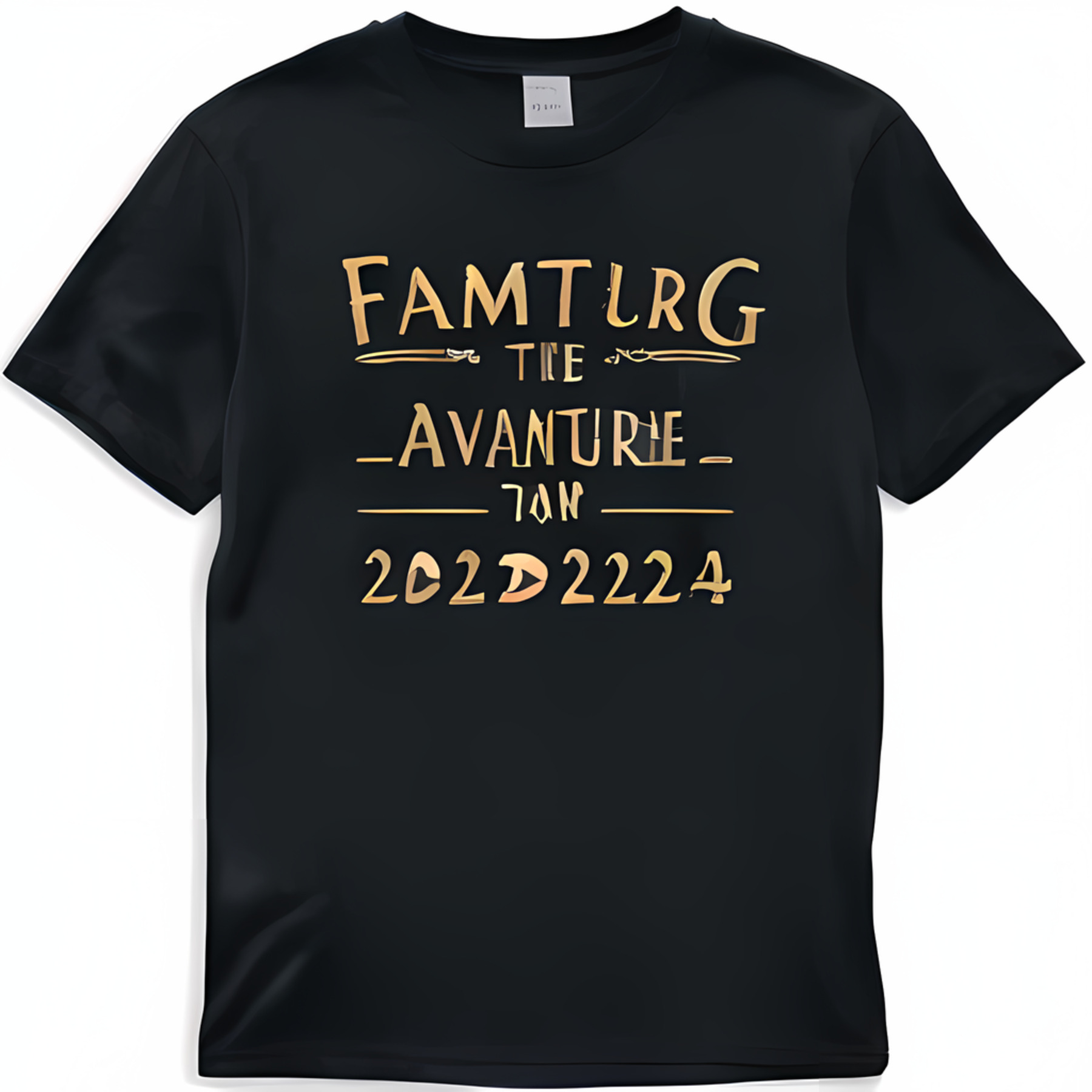 Stylish Black T-Shirt with Gold Metallic Cursive Typography Design ...