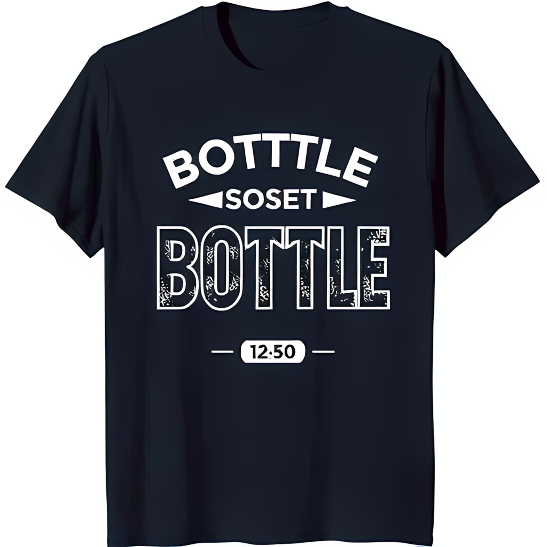 Stylish Black T-Shirt with Handwritten 'Bottle Soset Bottle' Graphic ...