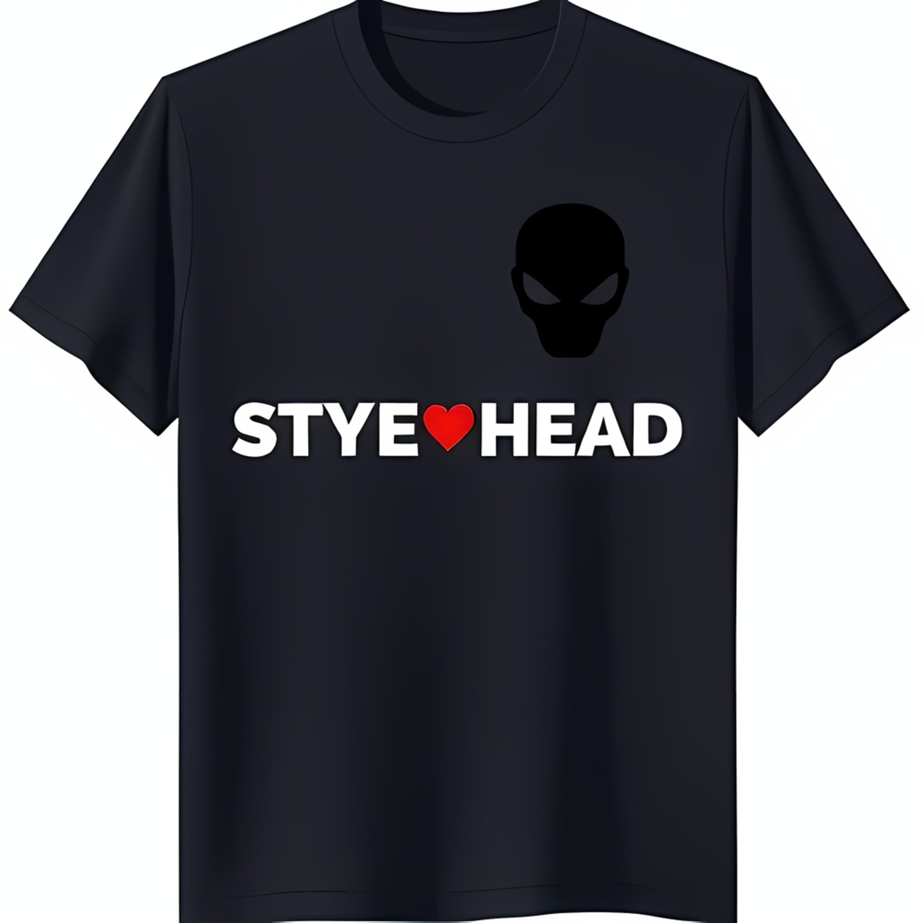 Stylish Black T-Shirt with Head Graphic & 'STYE love HEAD' Design ...