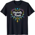 Stylish Black T-Shirt with Heart Floral Design & 'Digitally Faah' Print ...