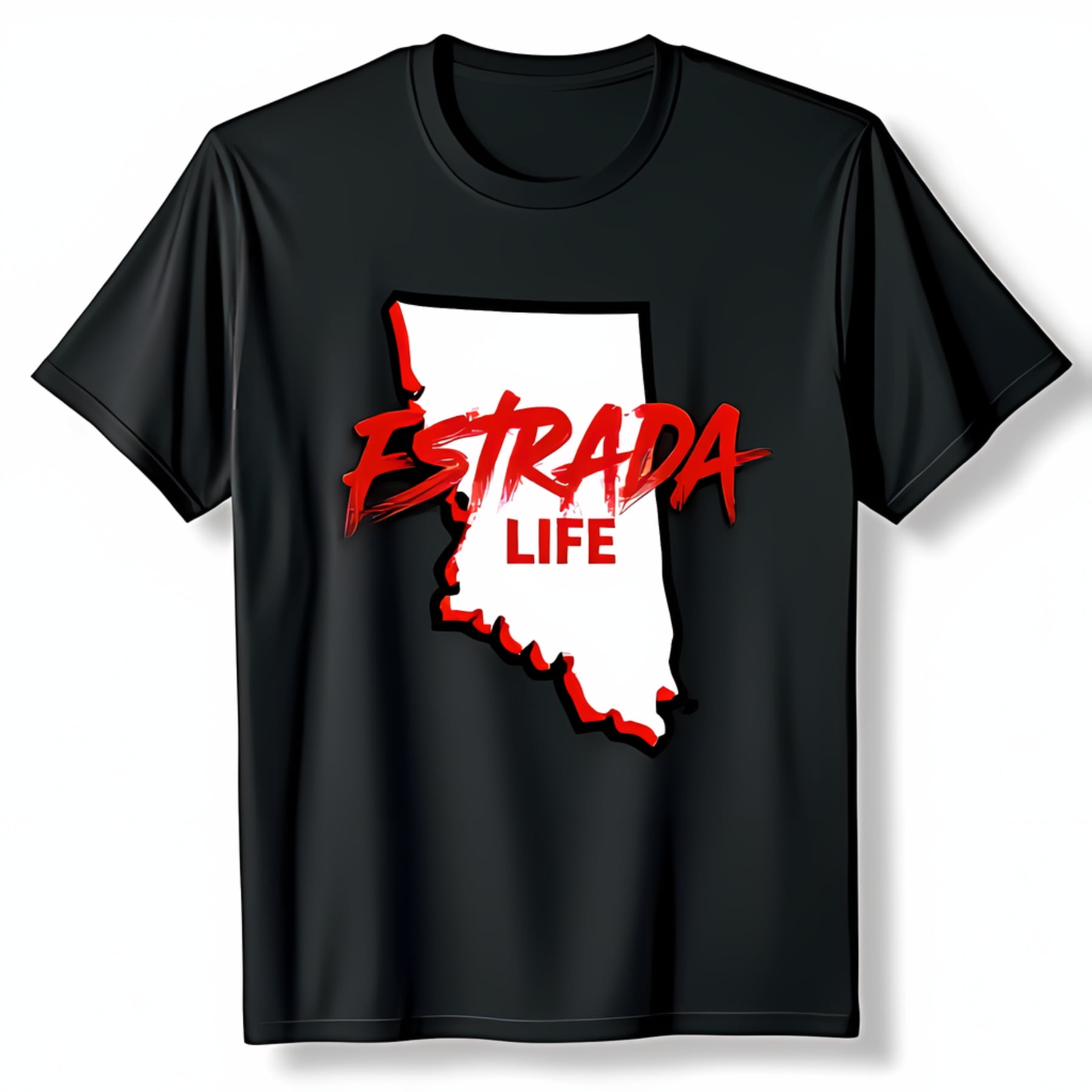 Stylish Black T-Shirt with Indiana Outline & Bold ESTRADA LIFE Graphic ...