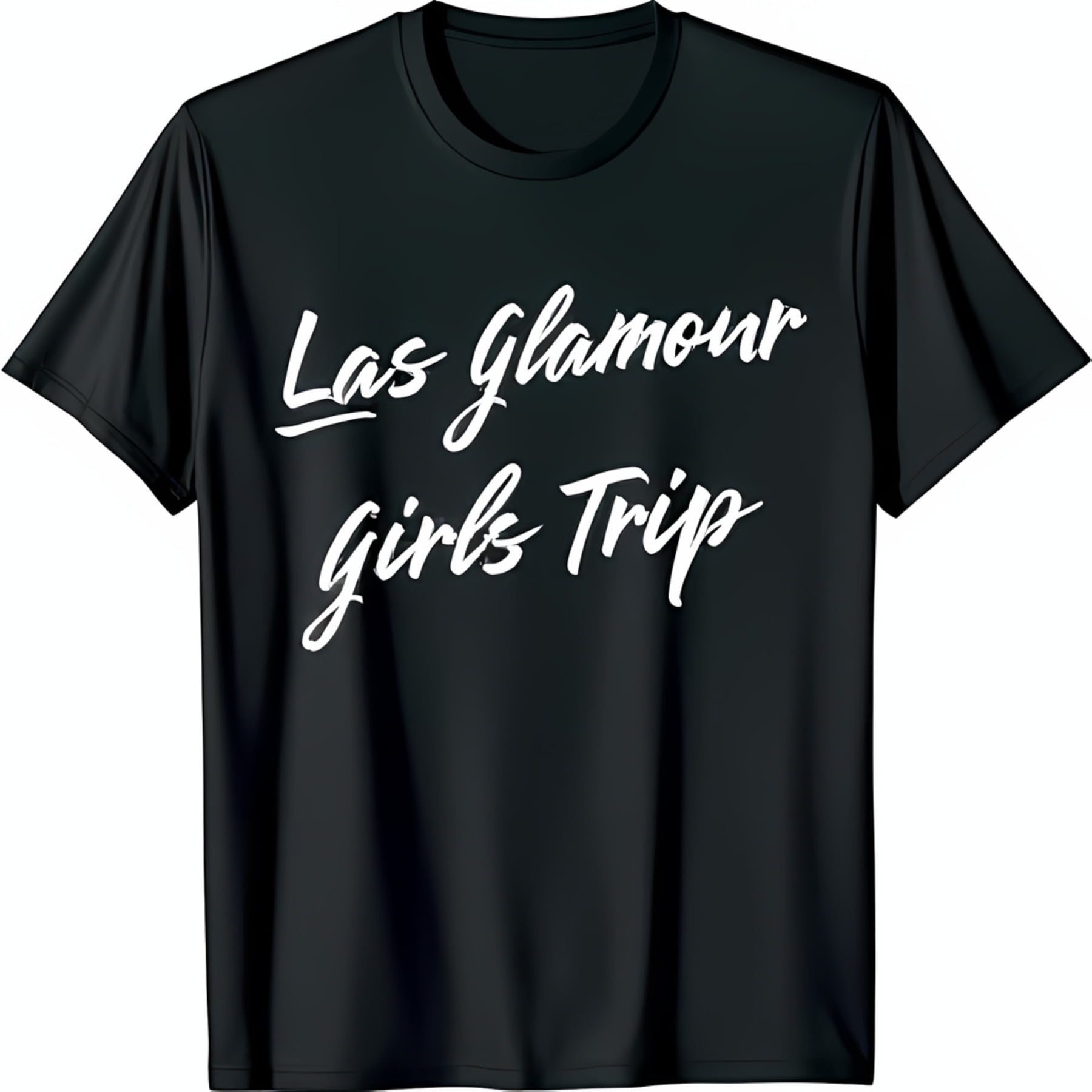 Stylish Black T-Shirt with Las Glamour Trip Cursive Graphic Design ...