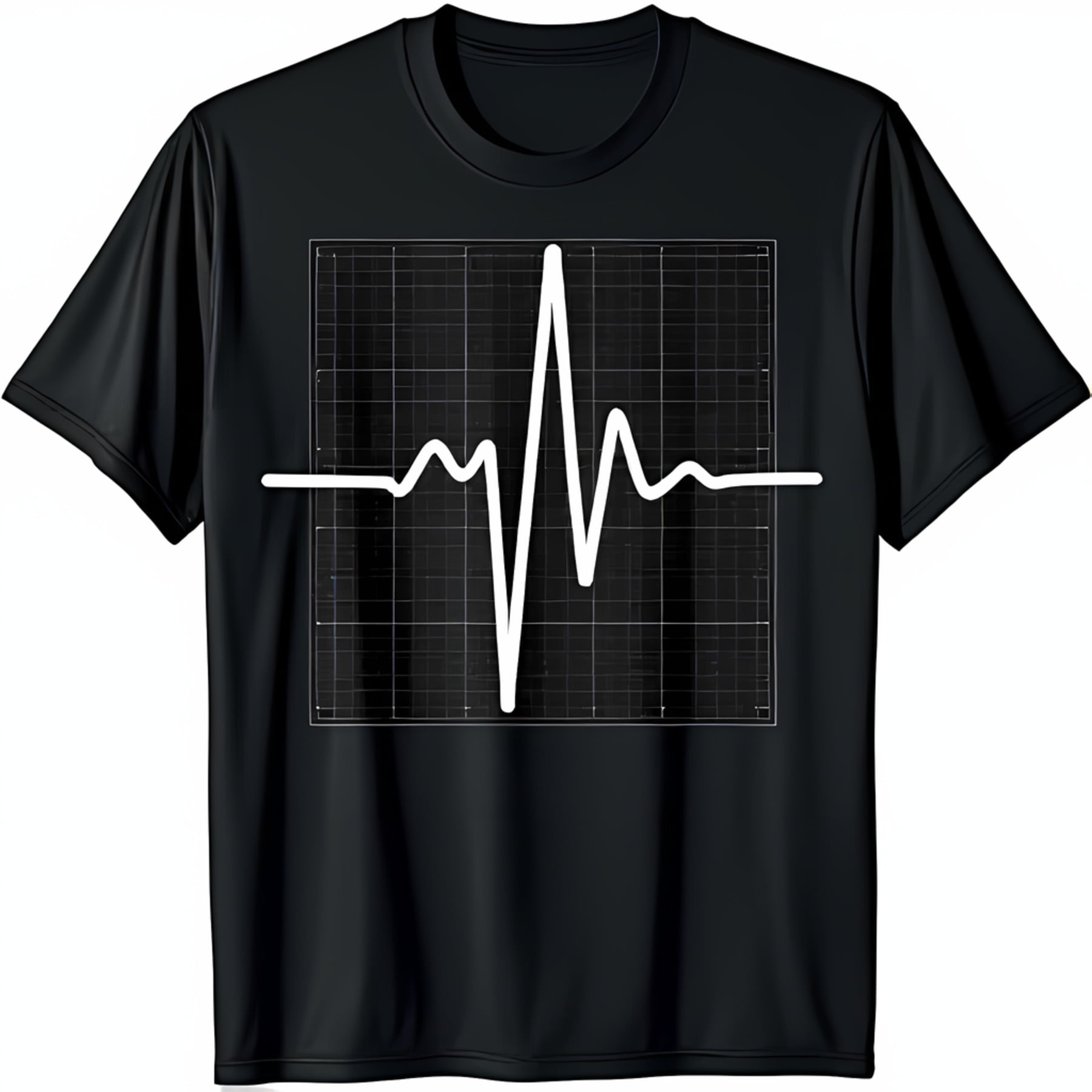 Stylish Black T-Shirt with Modern White EKG Heartbeat Graphic on ...