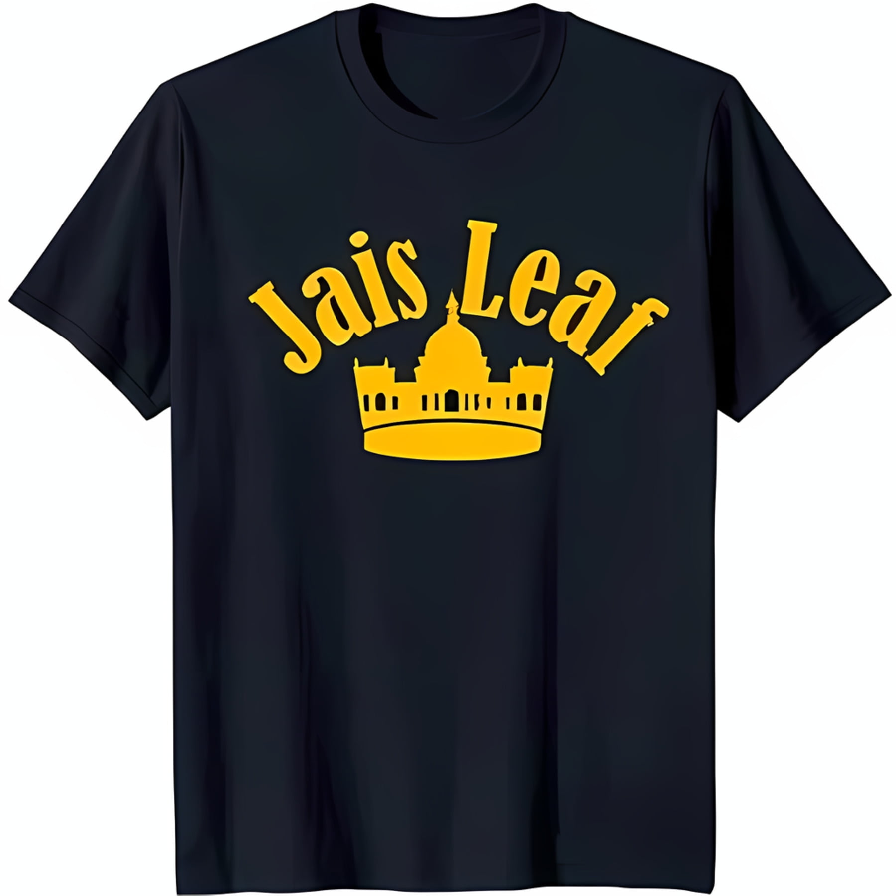 Stylish Black T-Shirt with Ornate Yellow Crown & 'Jais ' Bold Cursive ...