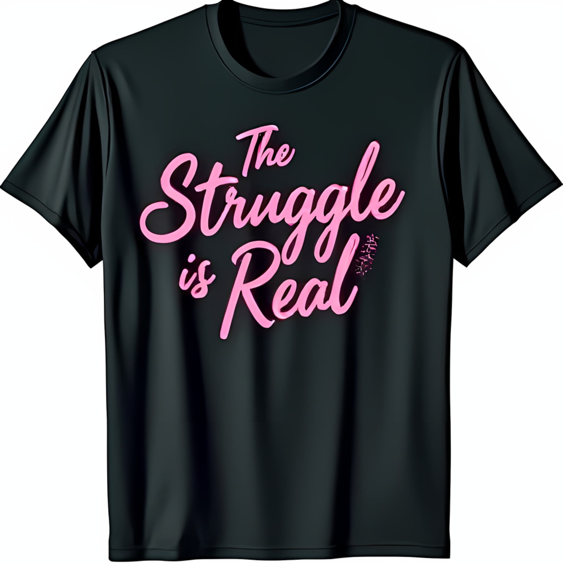 Stylish Black T-Shirt with Pink Cursive The Struggle is Graphic ...