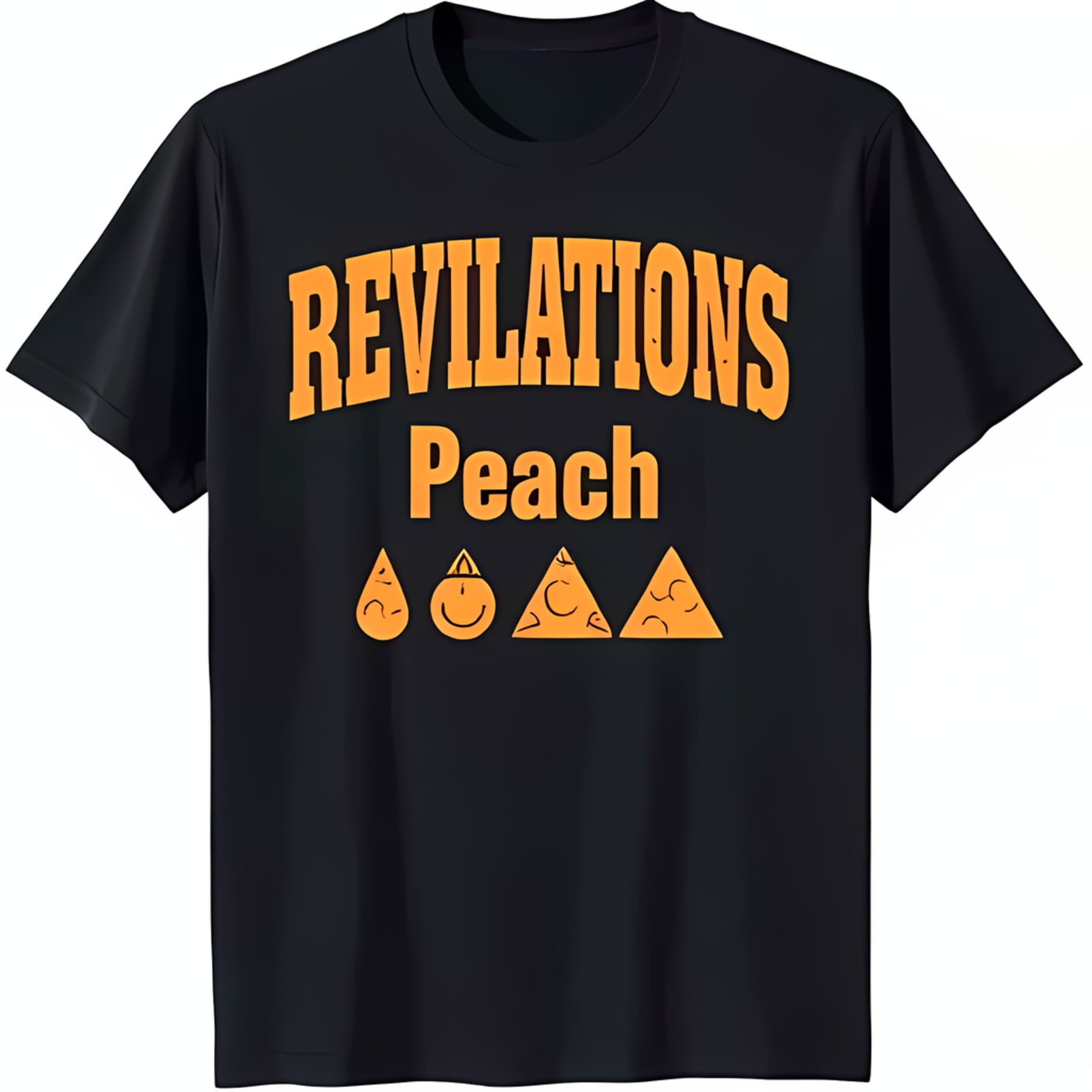Stylish Black T-Shirt with 'Revelations Peach' Graphic & Unique ...