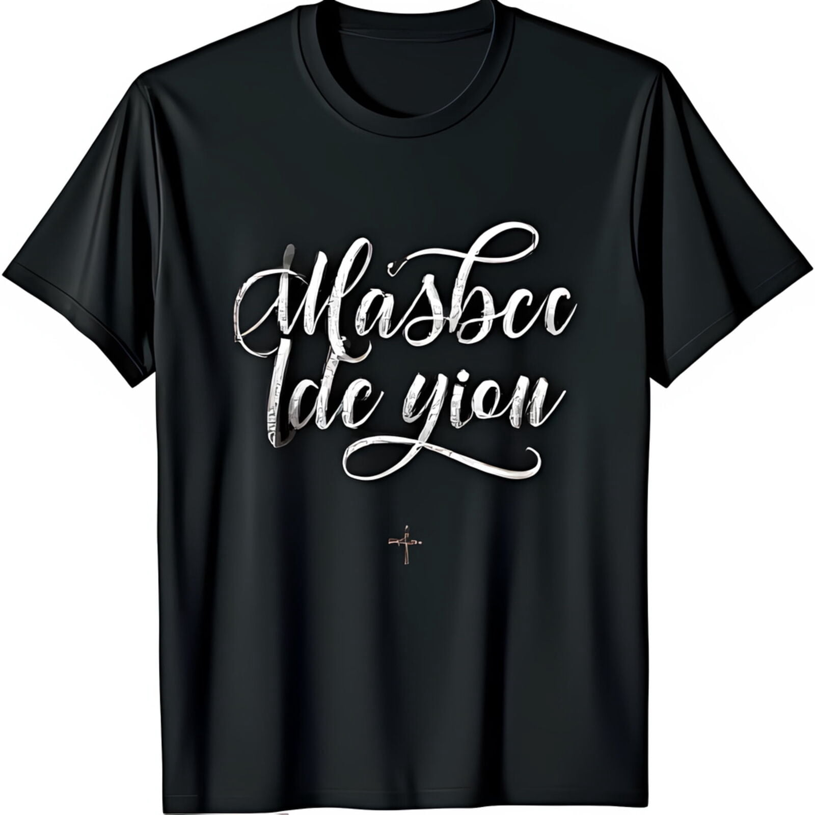Stylish Black T-Shirt with Silver Calligraphy Masbccc Ide Yion Graphic ...