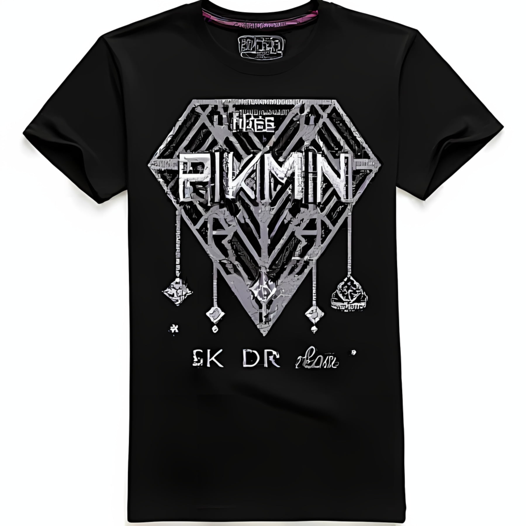 Stylish Black T-Shirt with Silver Pikmin Graphic - Walmart.com