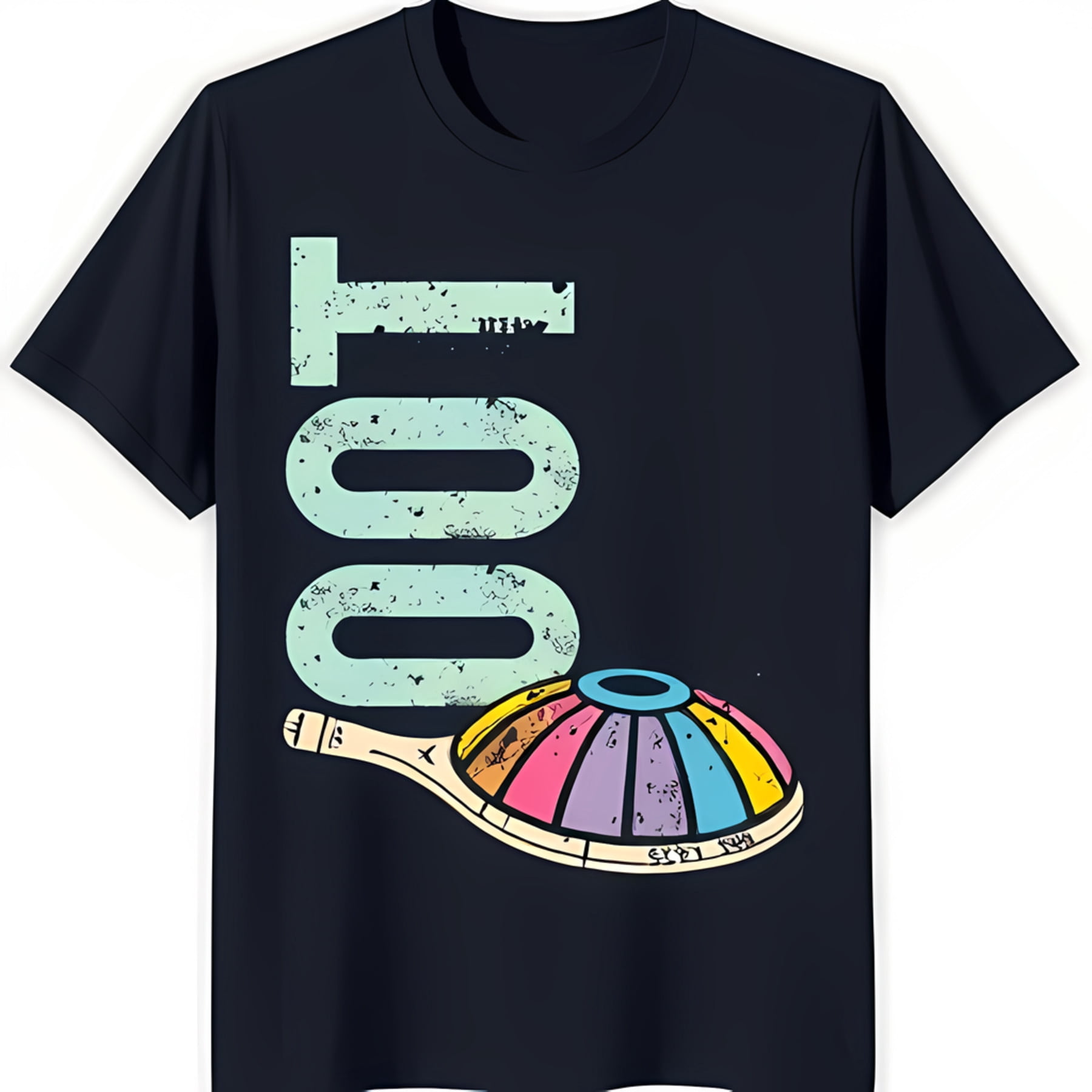Stylish Black T-Shirt with 'Too' in Light Blue & Colorful Handpan ...