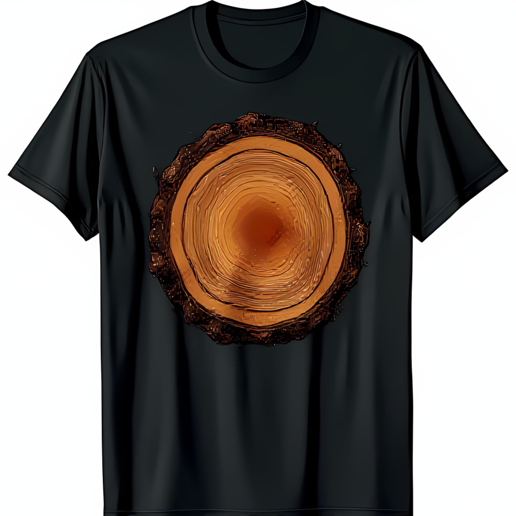 Stylish Black T-Shirt with Tree Stump Section Graphic - Walmart.com