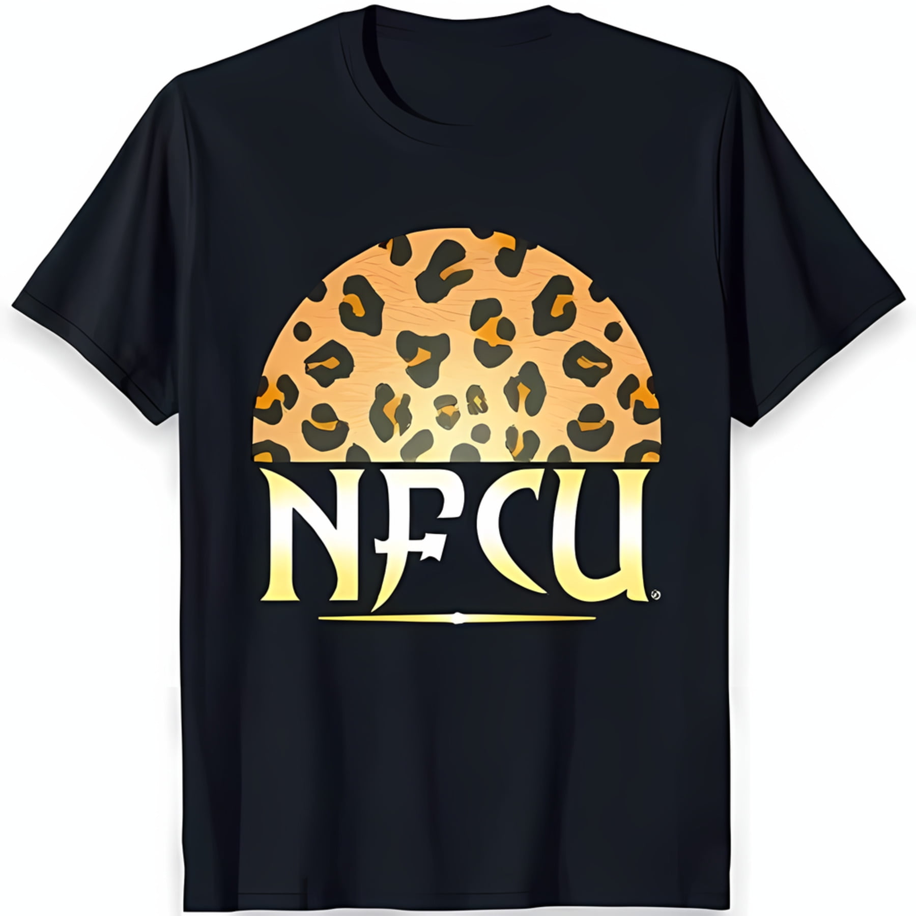 Stylish Black T-Shirt with Unique Print Half Circle Design & Gold NFCU ...