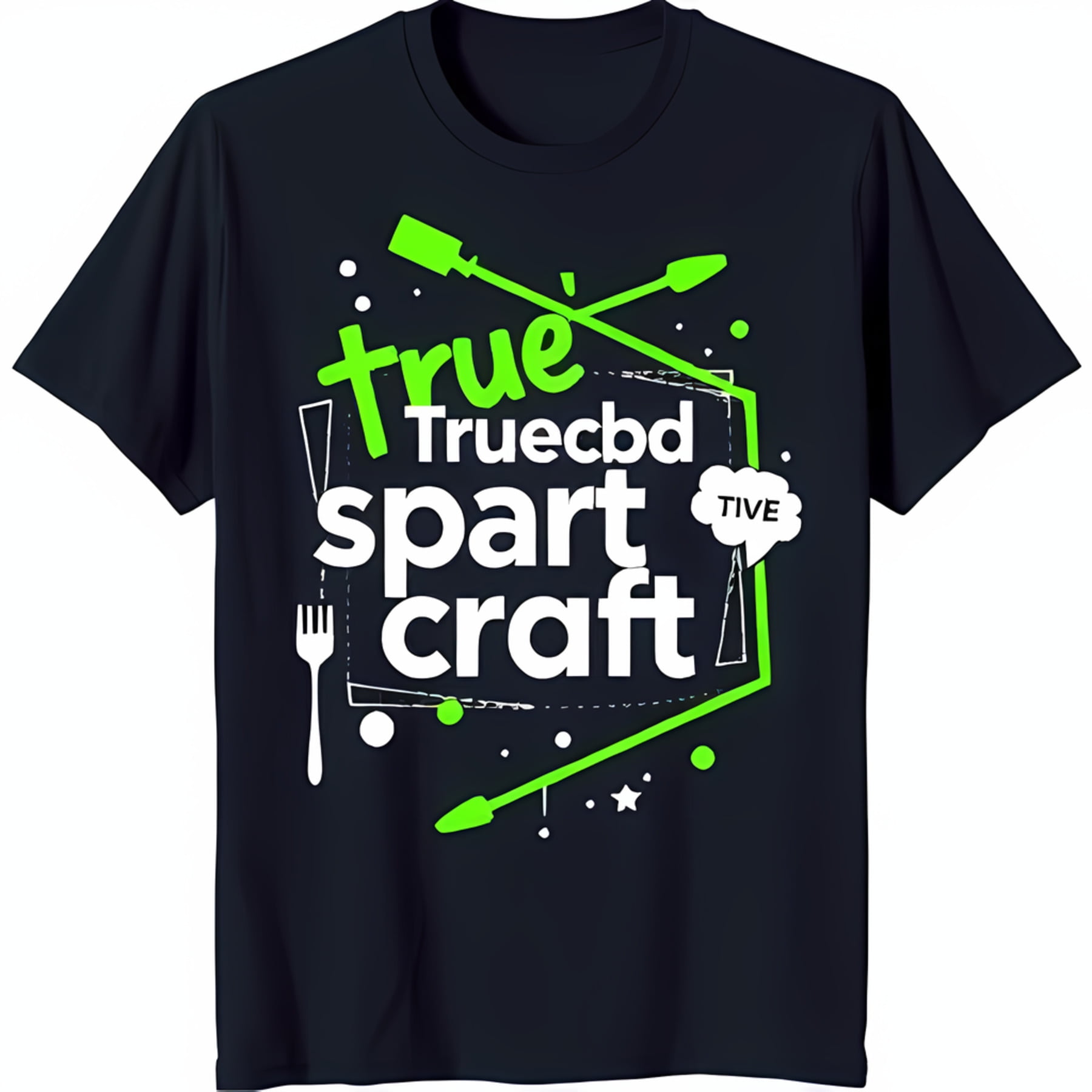 Stylish Black T-Shirt with Vibrant Green & White Graphic Design 'True ...