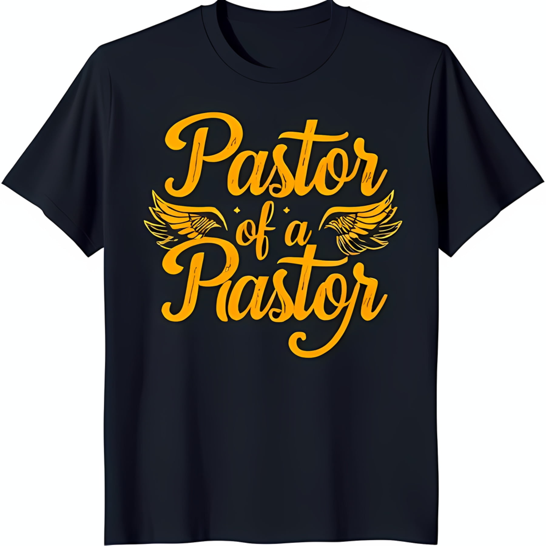 Stylish Black T-Shirt with Yellow 'Pastor of a Pastor' Graphic ...