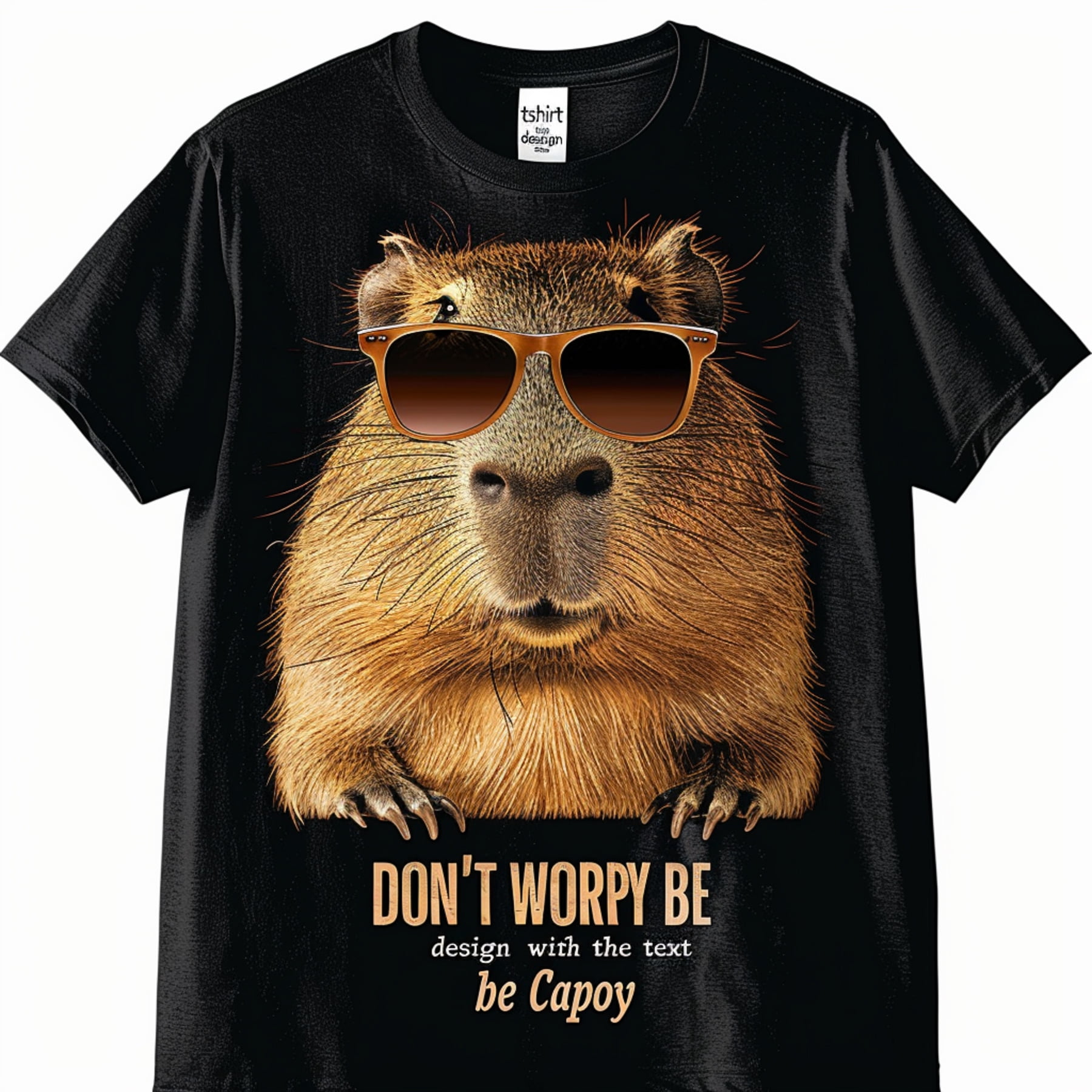 Stylish Black TShirt with Cool Capybara Design Unique Studio Ghibli ...