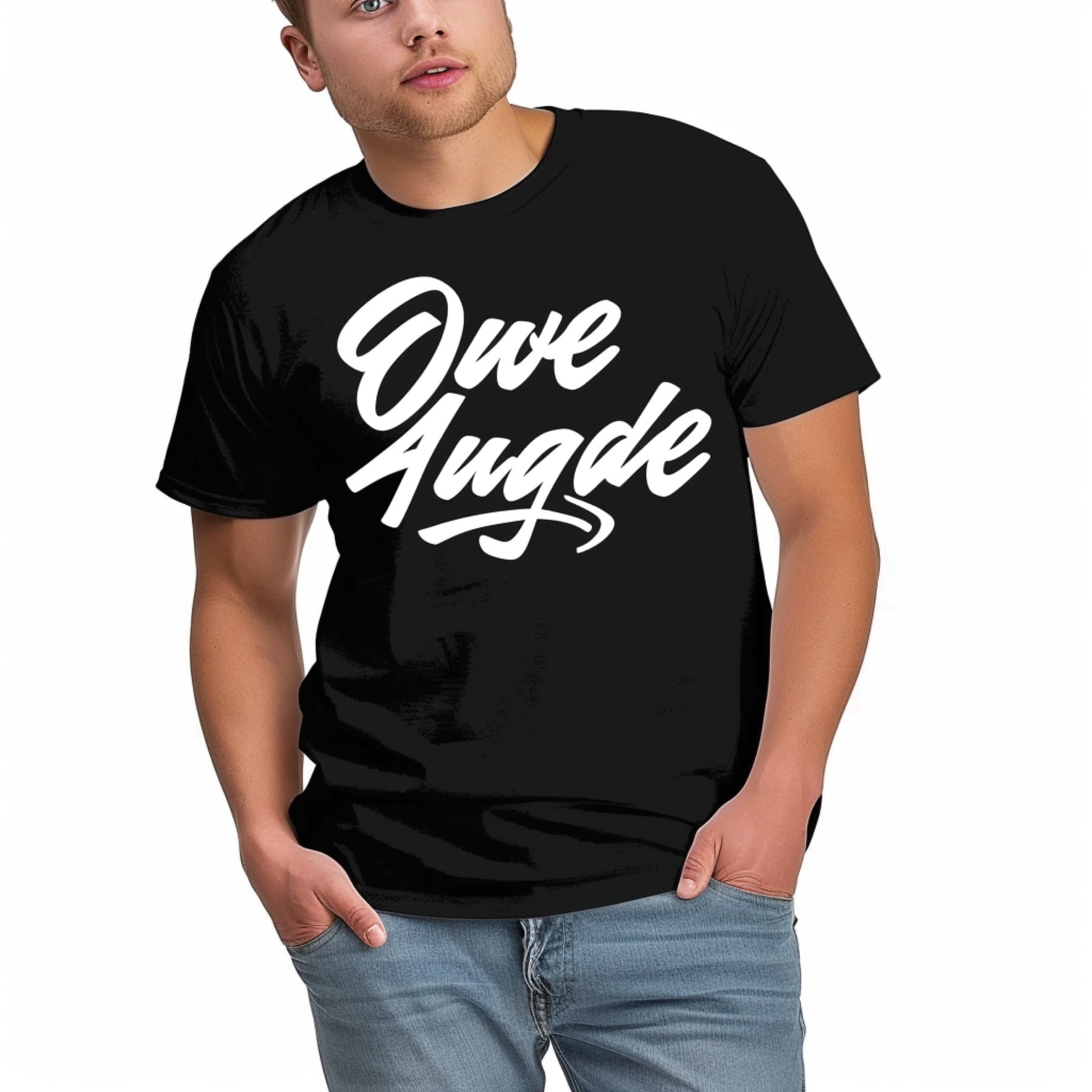 Stylish Black Tee with Elegant Cursive Design Perfect for Casual Wear ...
