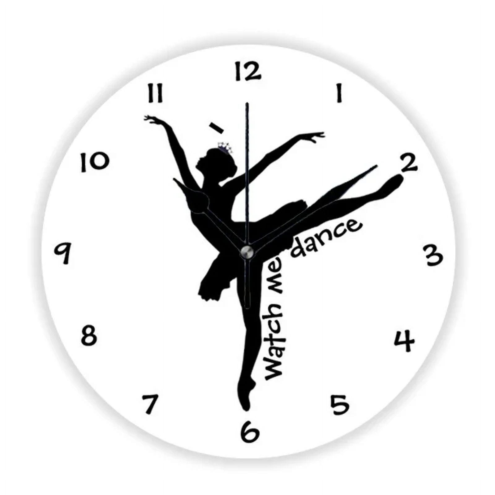 Stylish Black White Ballerina Silhouette Ballet Dancer Wall Clock for ...