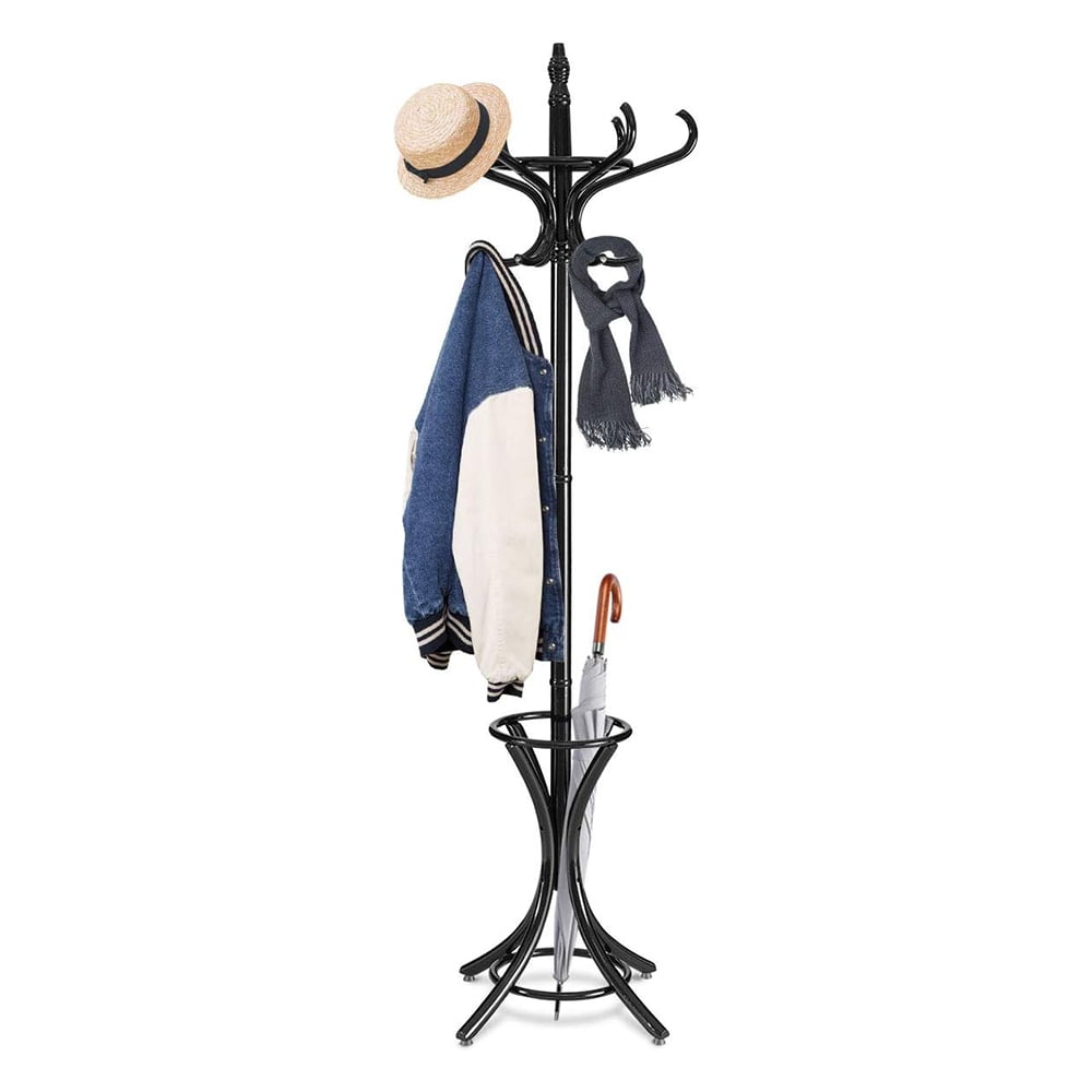 Stylish Black Wooden Coat Rack, Multi-purpose Rack, Umbrella Stand ...