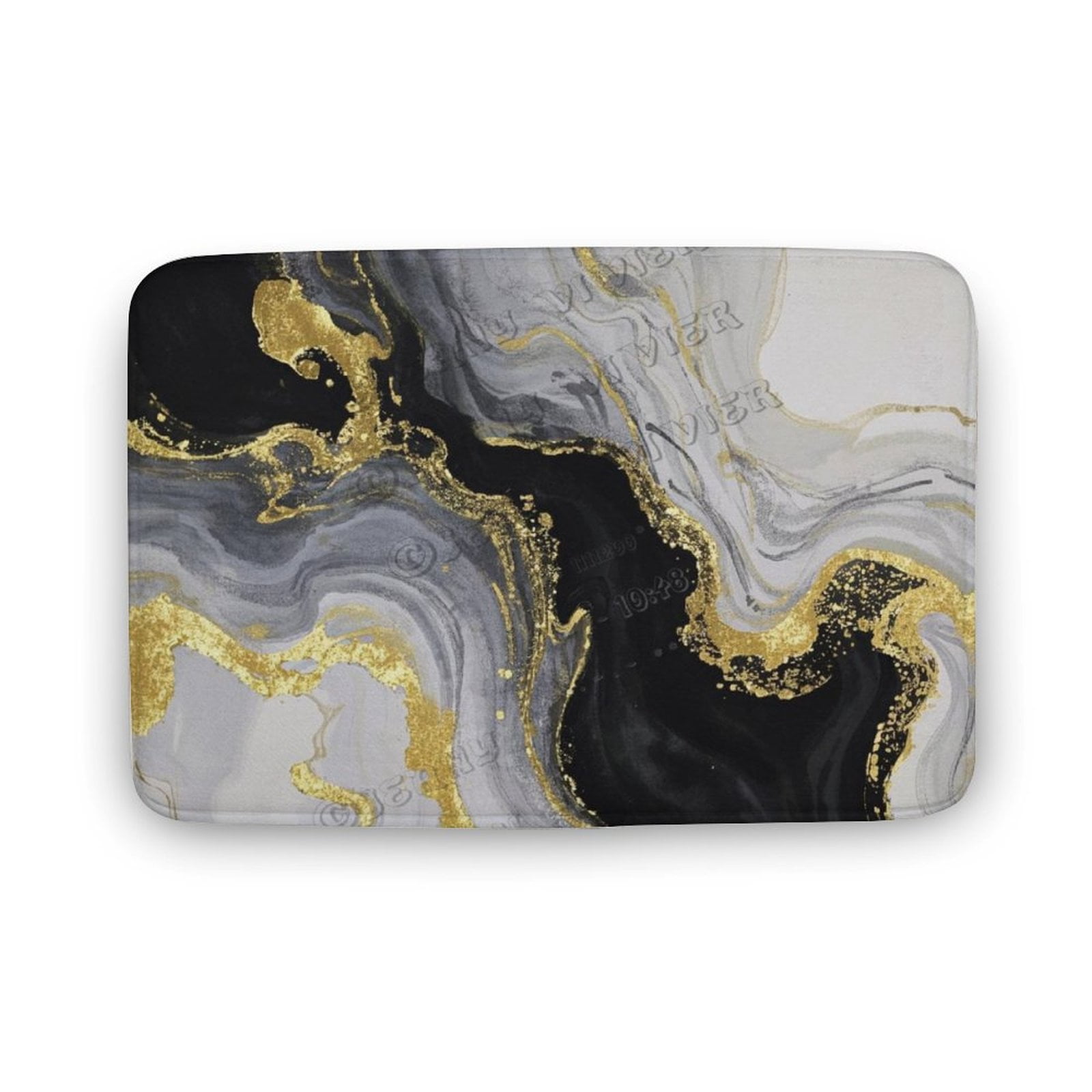 Stylish Black and Gold Marble Bathroom Rug - 20x32 Inches, Anti-Slip ...