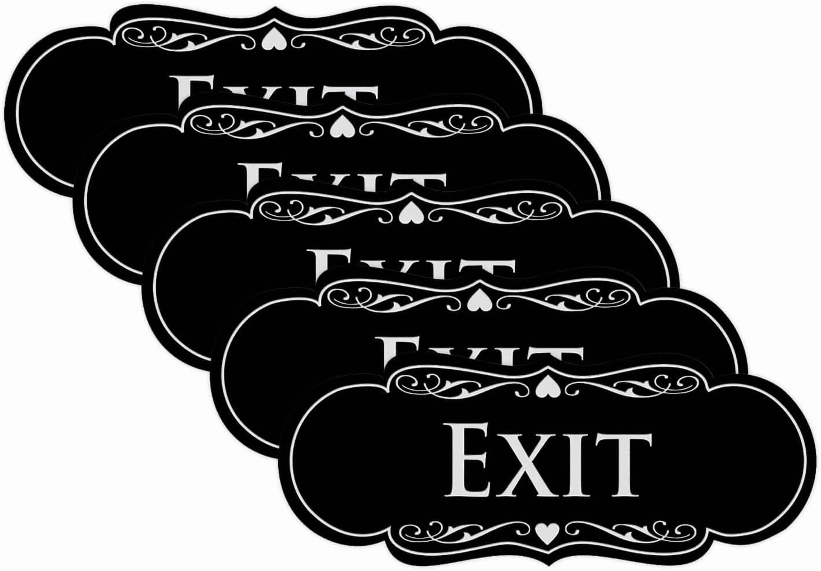 Stylish Black and Silver Exit Sign Set Compact Size, 5-Pack - Walmart.com