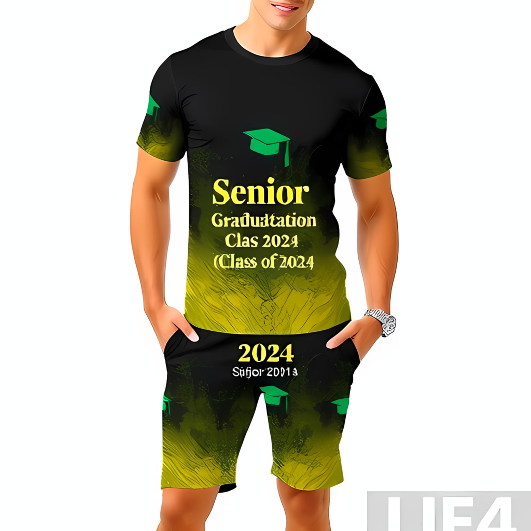 Stylish Black and Yellow Graduation Athletic Outfit Set - Class of 2024 ...