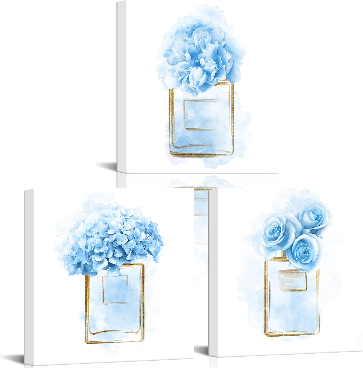 Stylish Blue Dressing Room Wall Art - Rose Carnation Hyacinth Flower ...