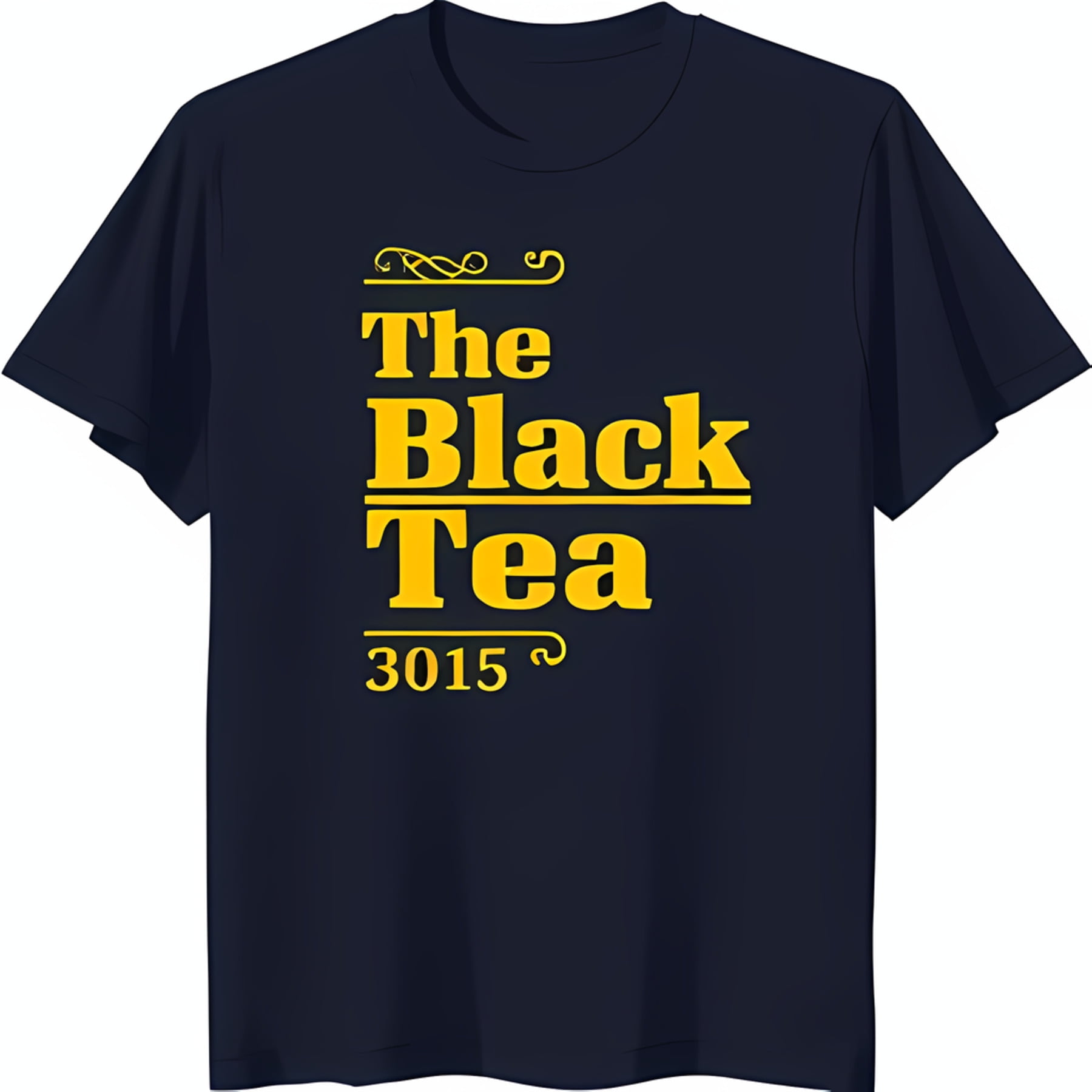 Stylish Blue T-Shirt with Gold 'The Black Tea' Design & 3015 Number ...