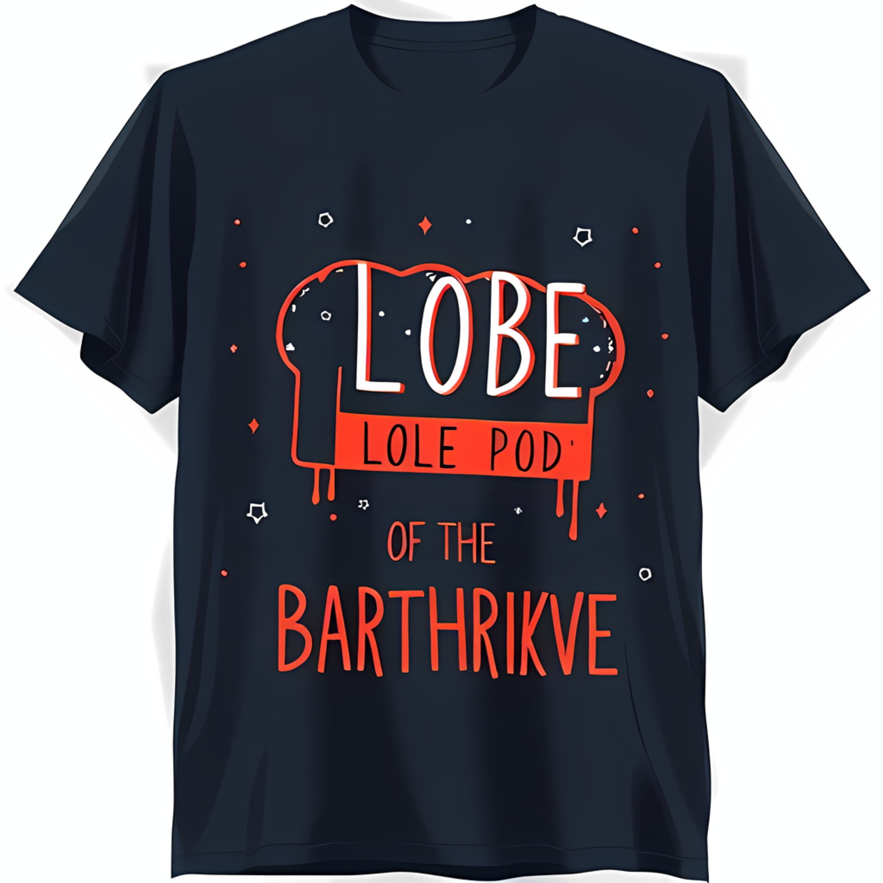 Stylish Blue T-Shirt with Red Couch Graphic 'LOBE LOLE POD' Design ...