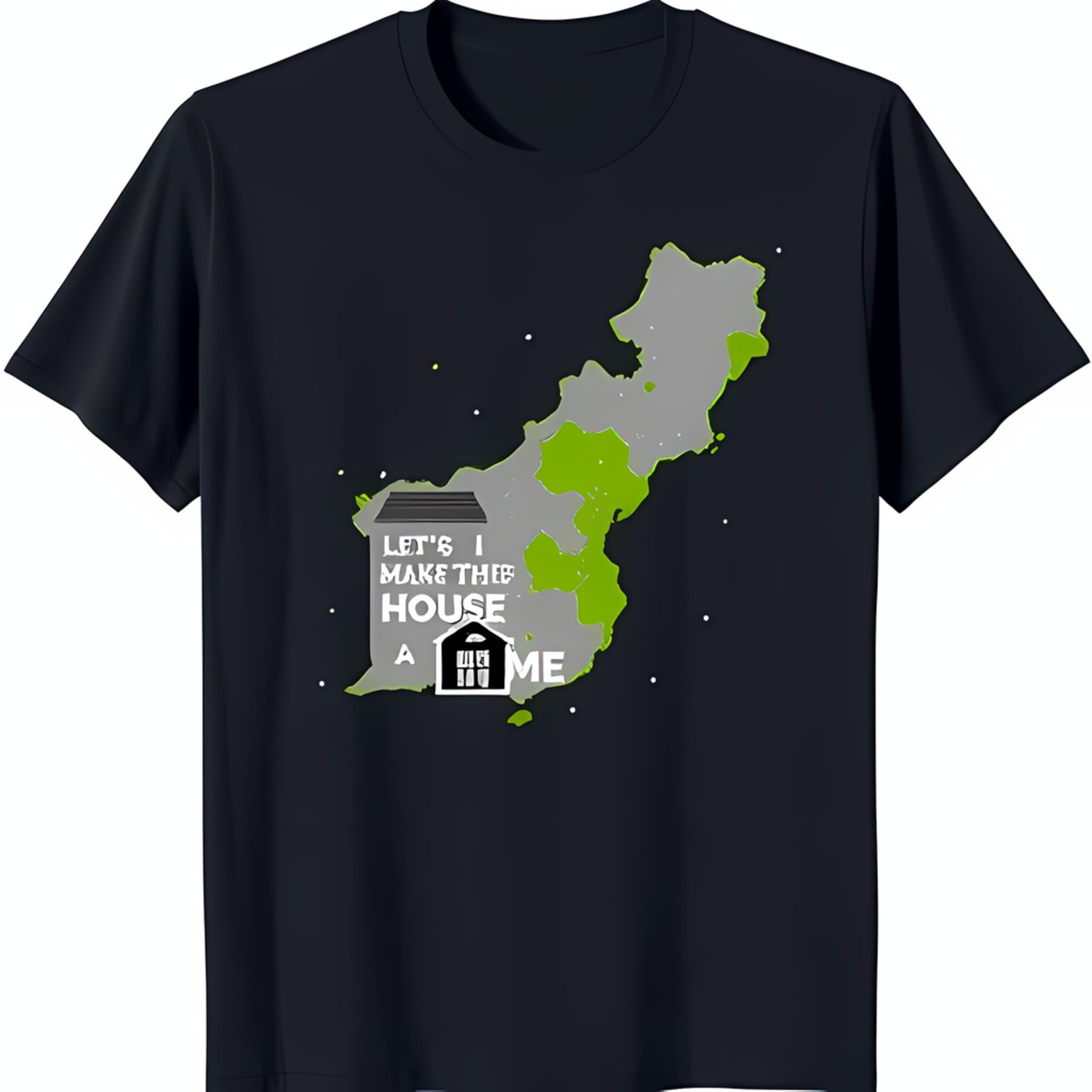 Stylish Blue T-Shirt with Unique Peninsula Map House Design & Inspiring ...