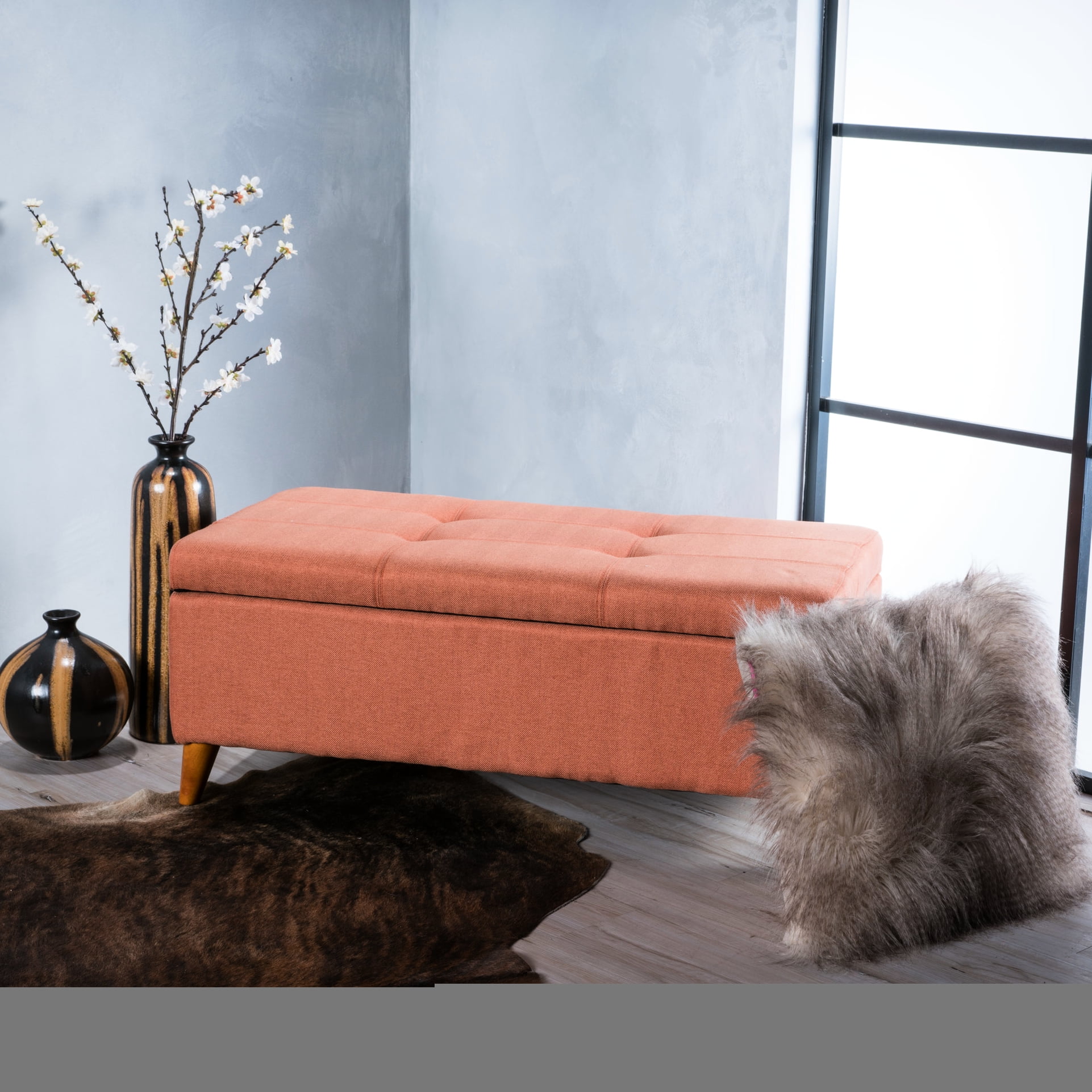 Stylish Board Game & Remote Storage With Lift-top: Fabric Birch, Dark ...