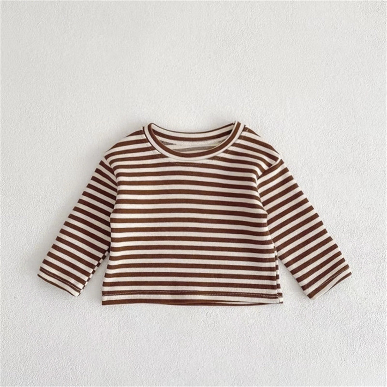 Stylish Boys Long Sleeve Striped Tee Comfortable Blend Top for Everyday ...