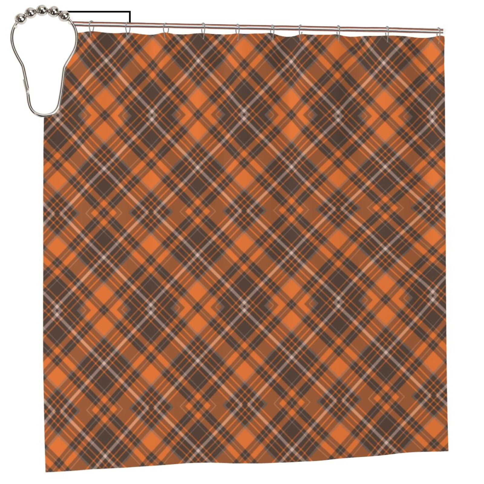 Stylish Brown Beige Plaid Shower Curtains Machine Washable, Modern Home ...