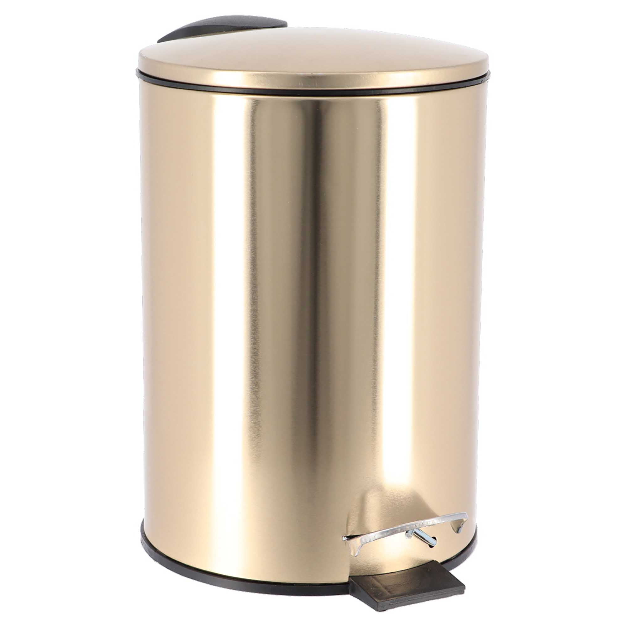 Stylish Brushed Gold Trash Can with Soft Close Lid – 3 Liters (0.8 ...