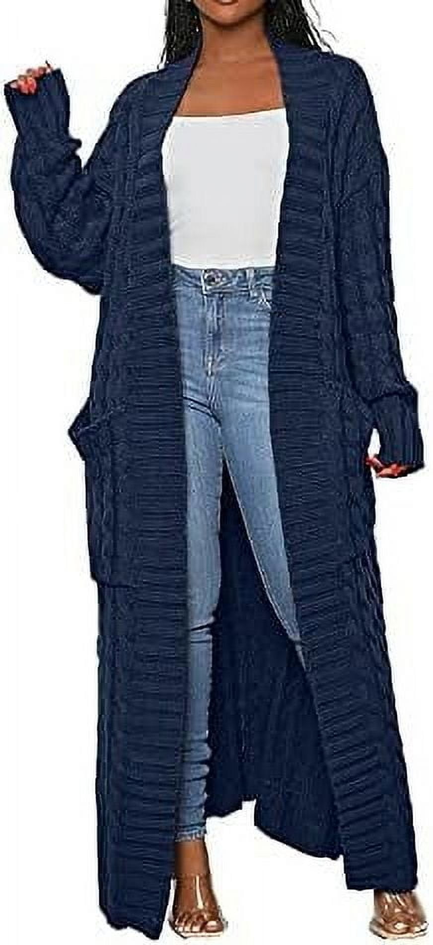 Stylish Cable Knit Dual Pocket Cardigan, Yellow Extra Long Ankle Length ...