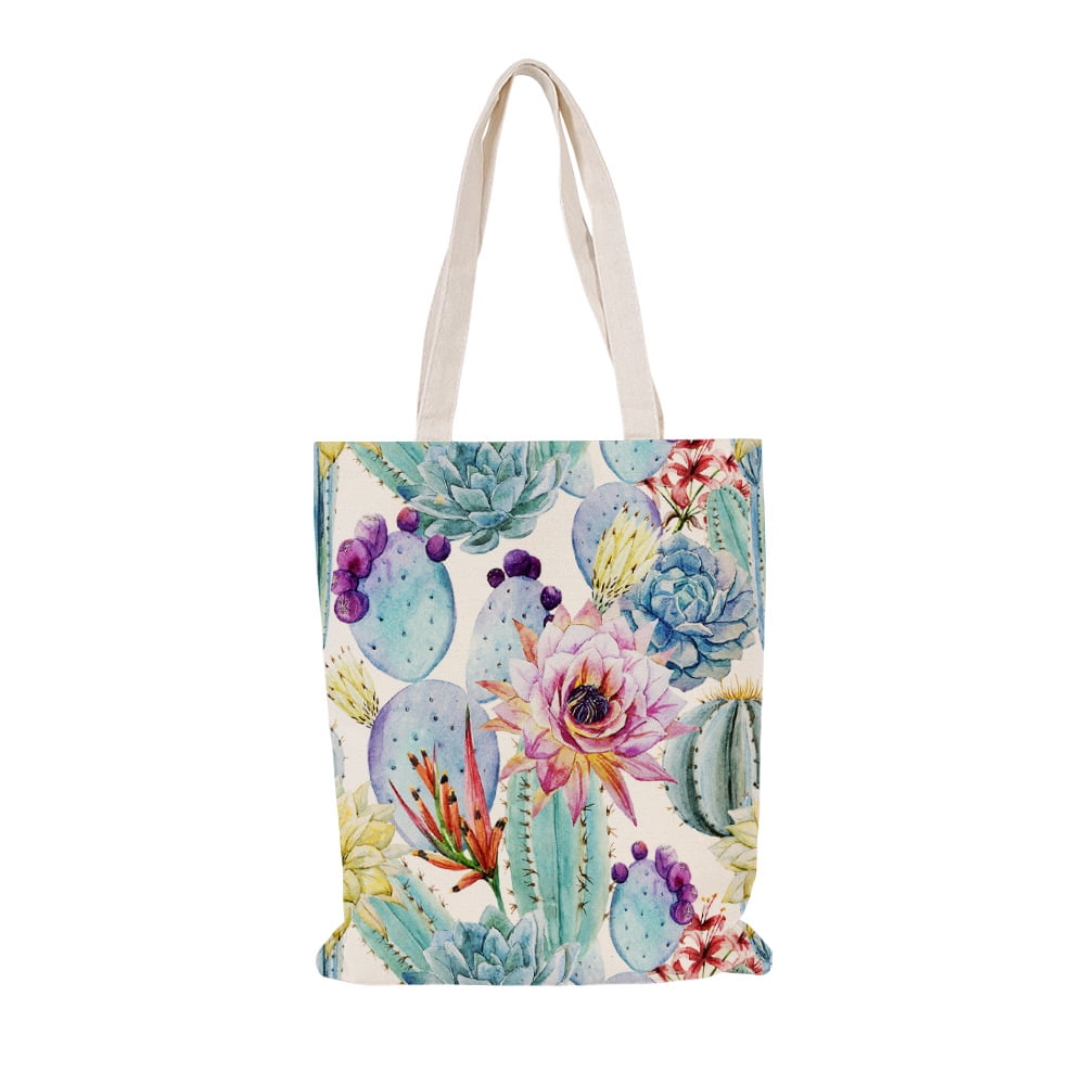 Stylish Cactus Extra Large Canvas Shoulder Tote Top Handle Bag for Gym ...