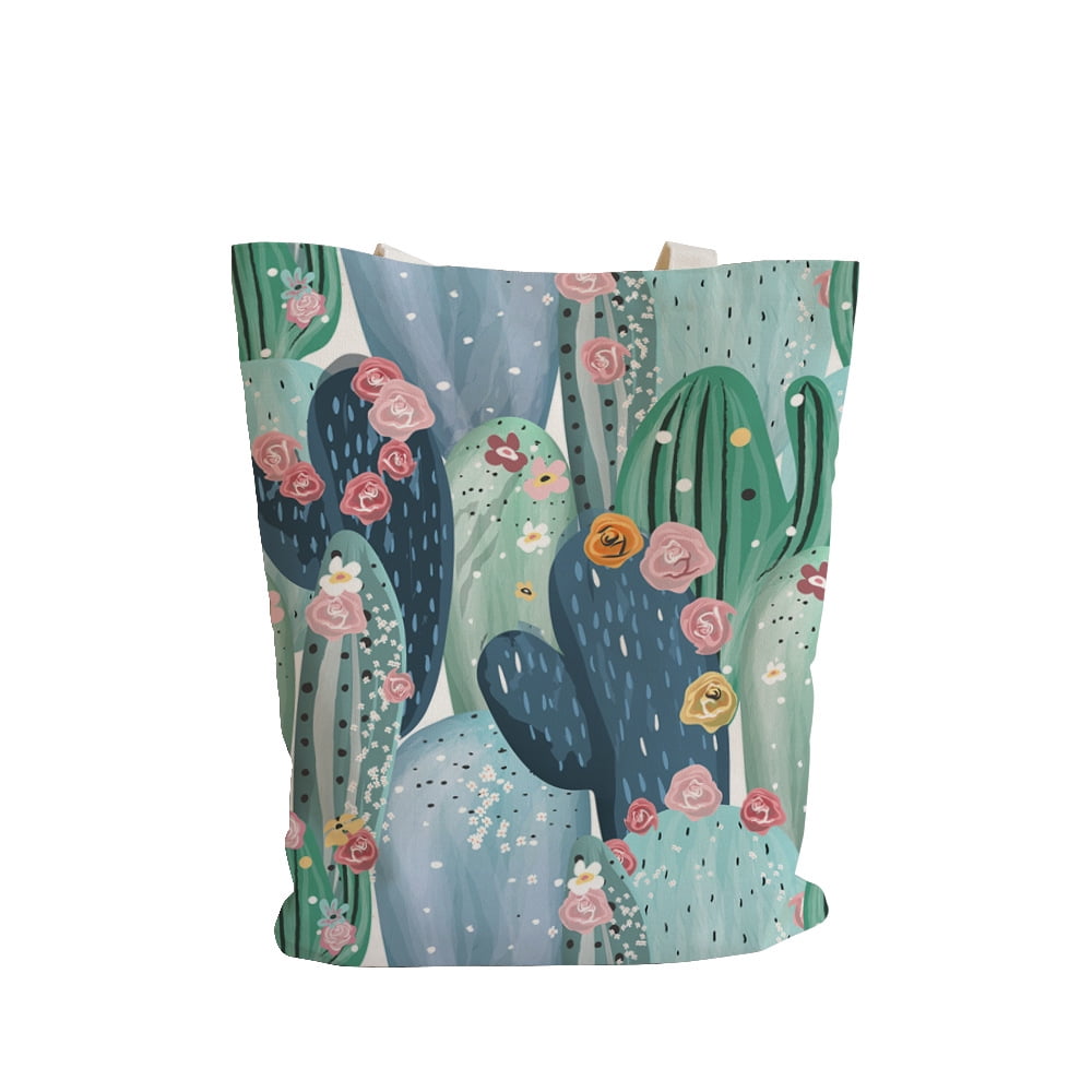 Stylish Cactus Extra Large Canvas Shoulder Tote Top Handle Bag for Gym ...
